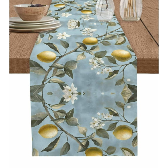 ERUNPONLY Summer Lemon Table Runner - 36 Inch Long Botanicals Floral ...