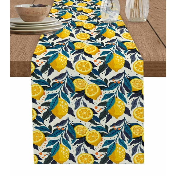ERUNPONLY Summer Lemon Table Runner - 72 Inch Long Yellow Fruit Country ...