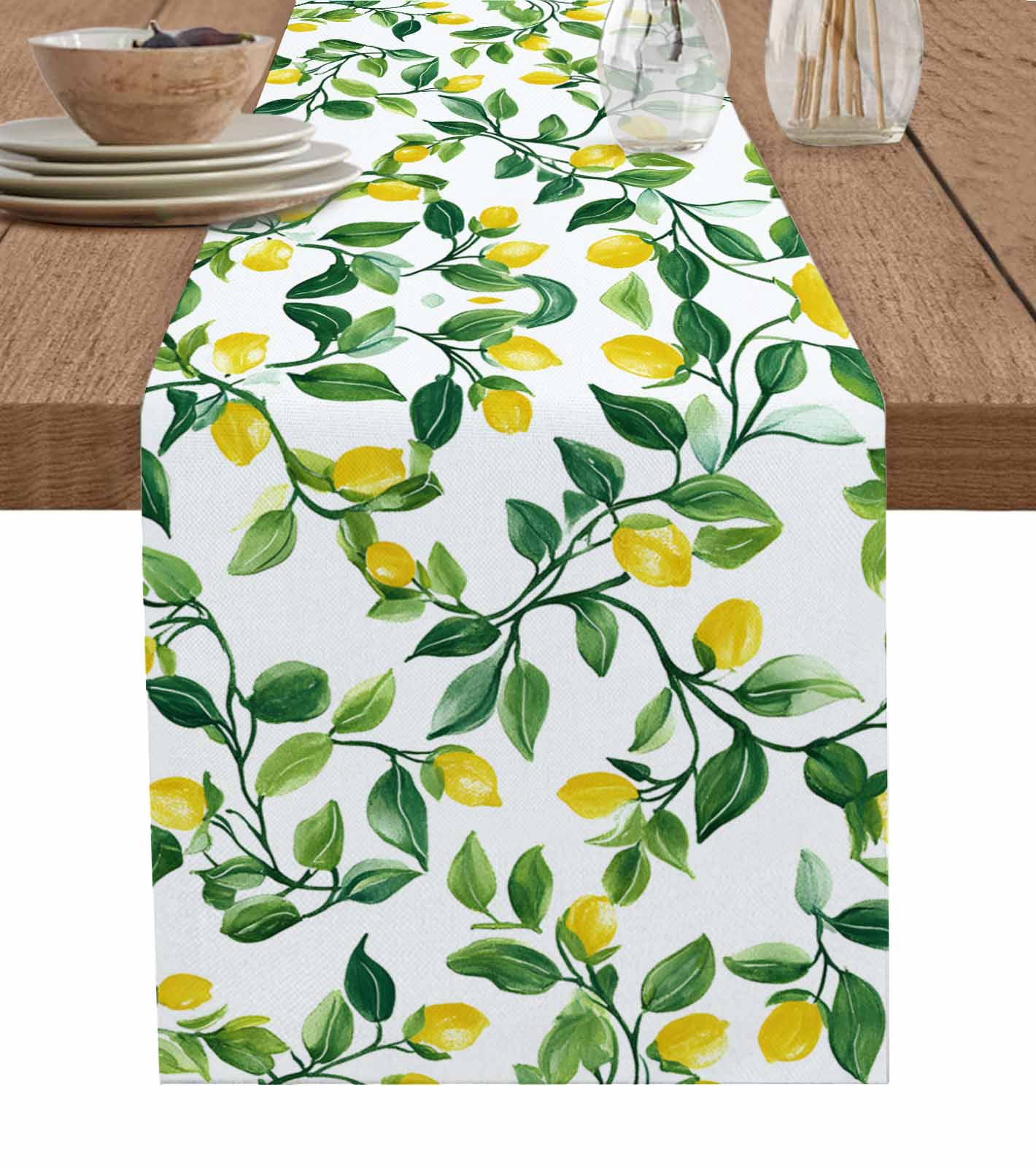 ERUNPONLY Summer Lemon Table Runner - 90 Inch Long Modern Yellow Fruit ...