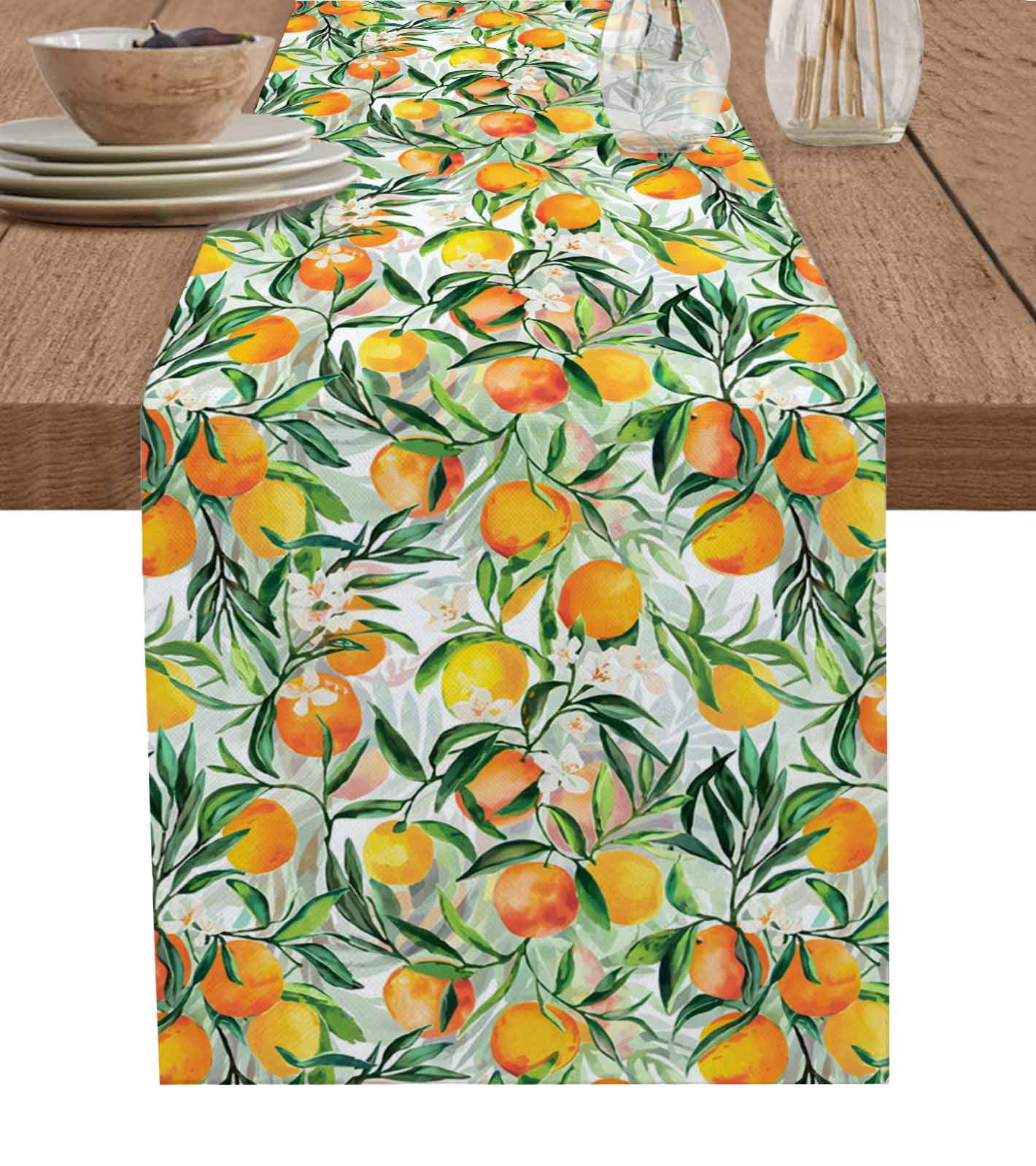 ERUNPONLY Summer Orange Table Runner - 72 Inch Long Pastoral Fruit ...