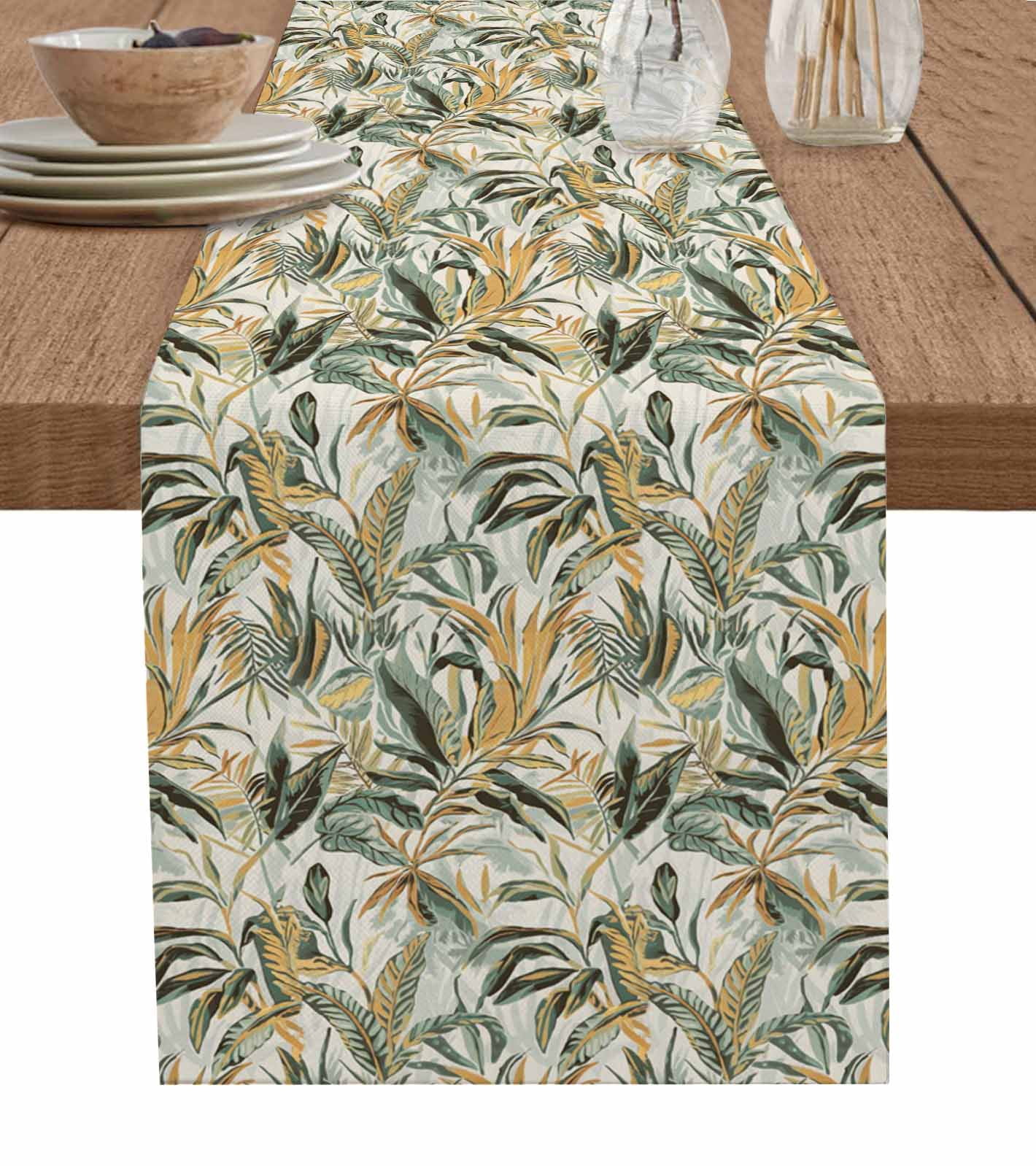 ERUNPONLY Summer Palm Table Runner - 72 Inch Long Vintage Tropical ...