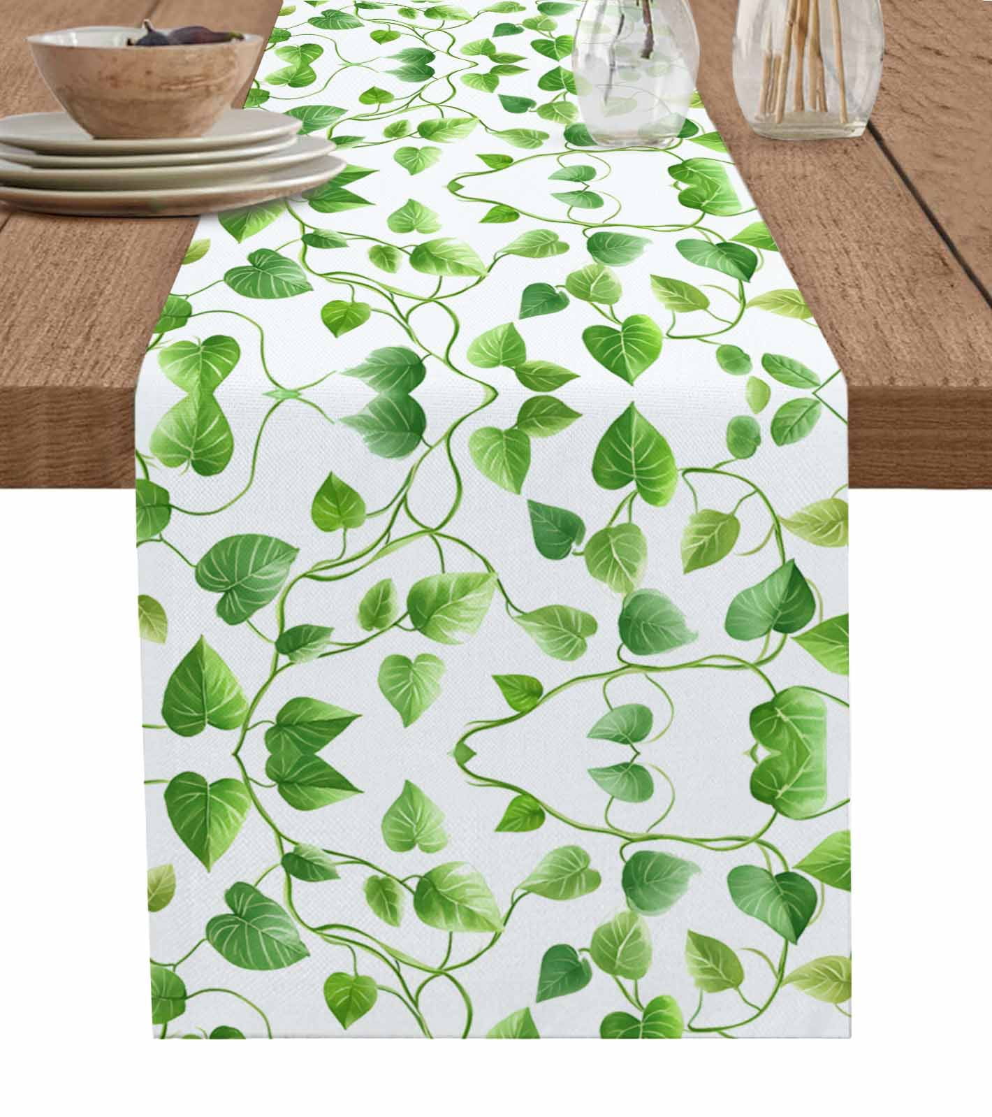 ERUNPONLY Summer Plants Table Runner - 72 Inch Long Botanical ...