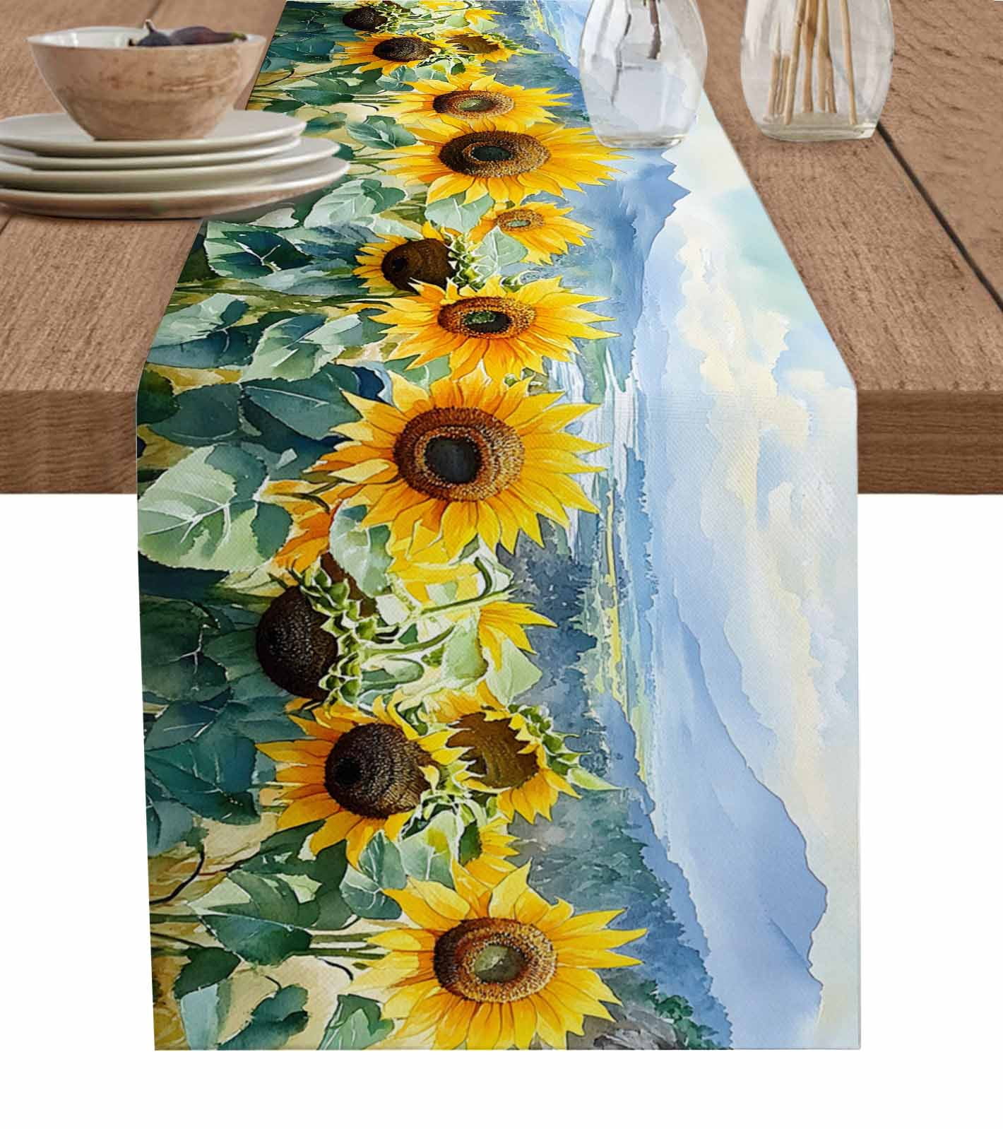 ERUNPONLY Summer Sunflowers Table Runner - 36 Inch Long Country ...