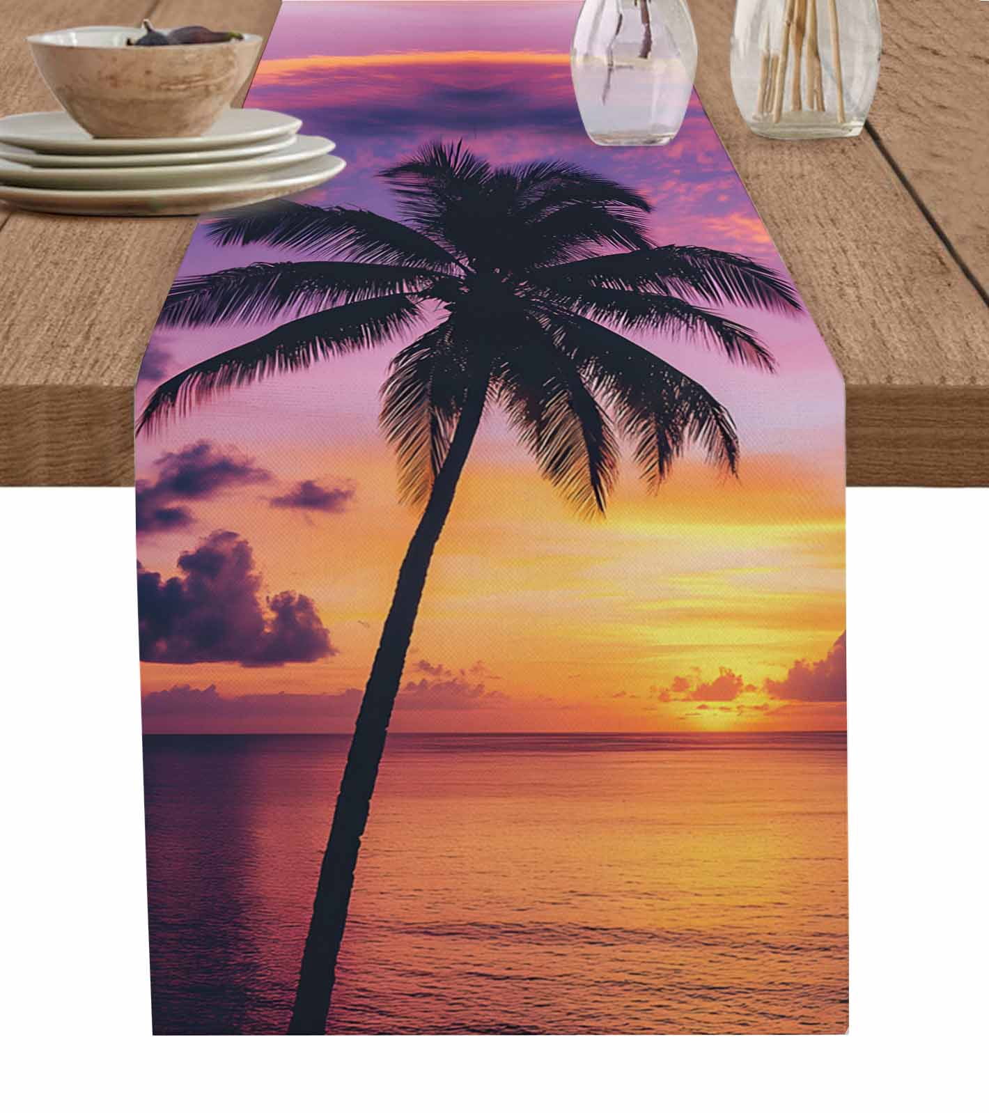 ERUNPONLY Summer Sunset Table Runner - 70 Inch Long Ocean Seaside Sky ...