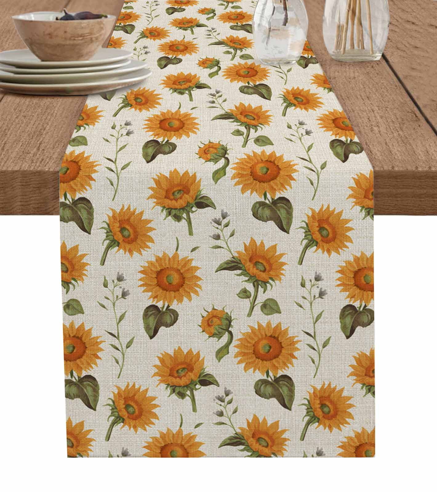ERUNPONLY Sunflower Autumn Table Runner - 48 Inch Long Fall Farmhouse ...