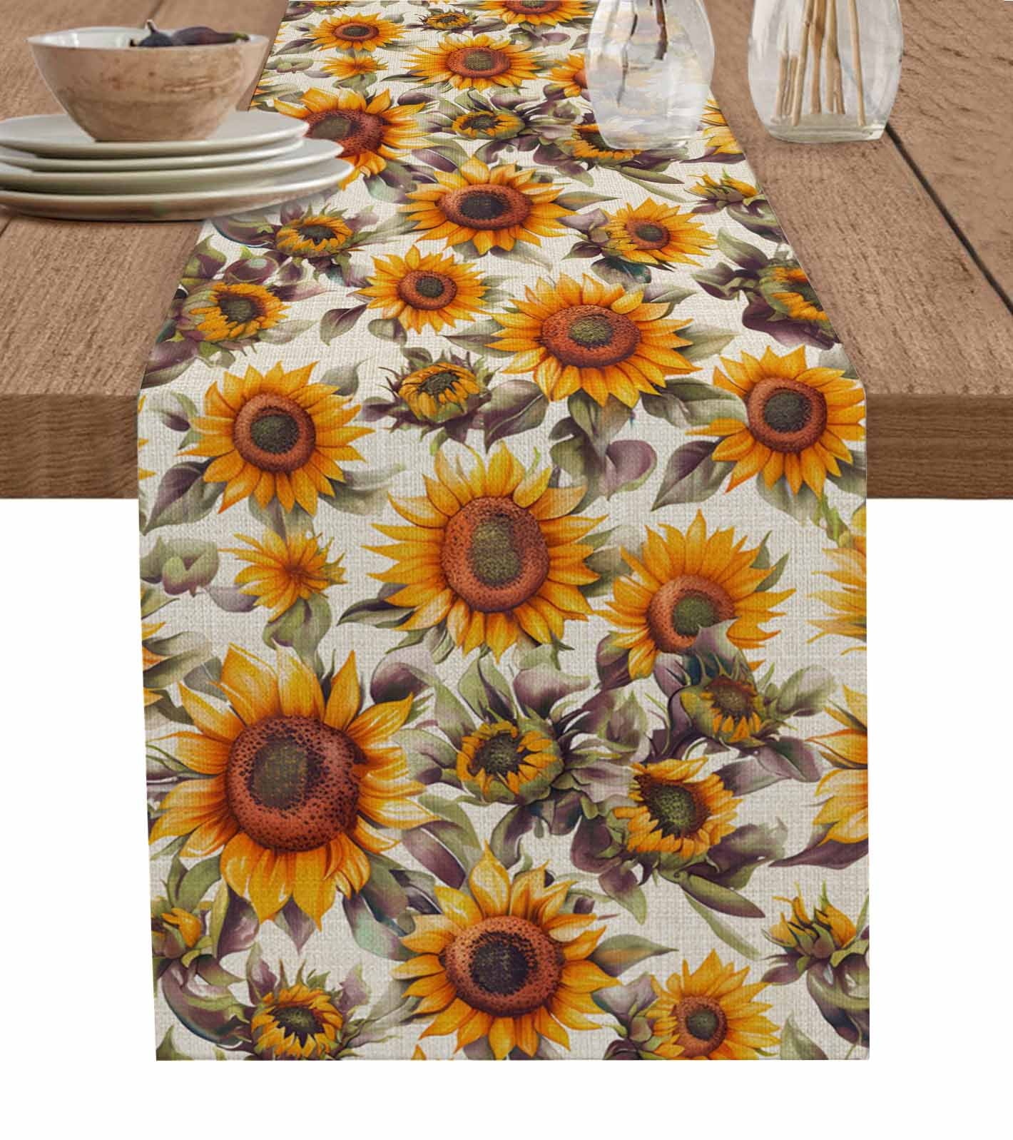 ERUNPONLY Sunflower Fall Table Runner - 72 Inch Long Autumn Rustic ...