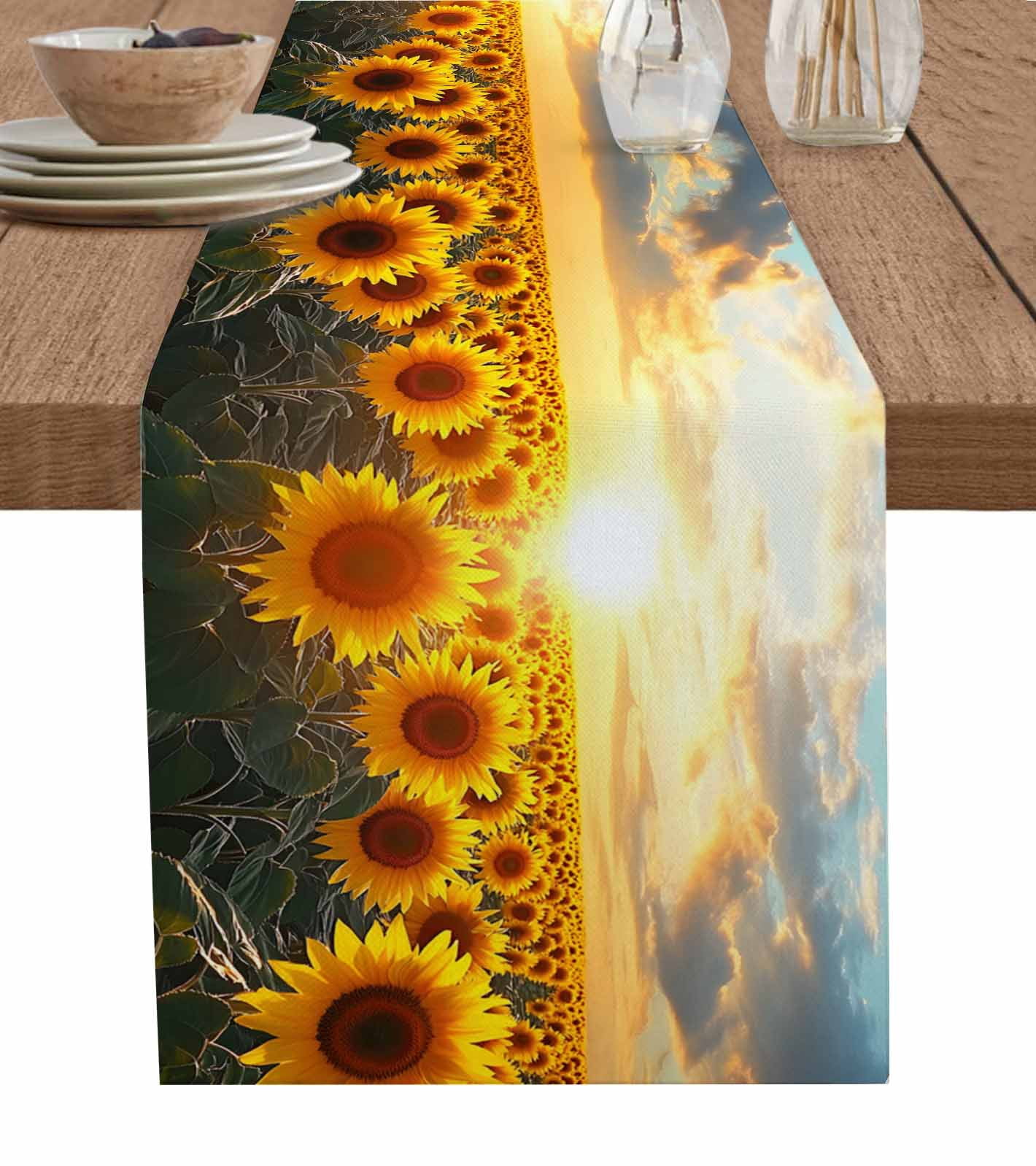 ERUNPONLY Sunflower Farmhouse Table Runner - 70 Inch Long Summer ...