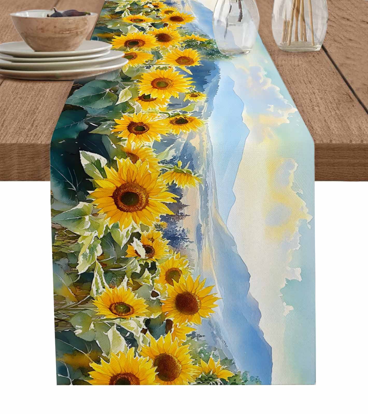 ERUNPONLY Sunflower Mountain Table Runner - 90 Inch Long Summer ...