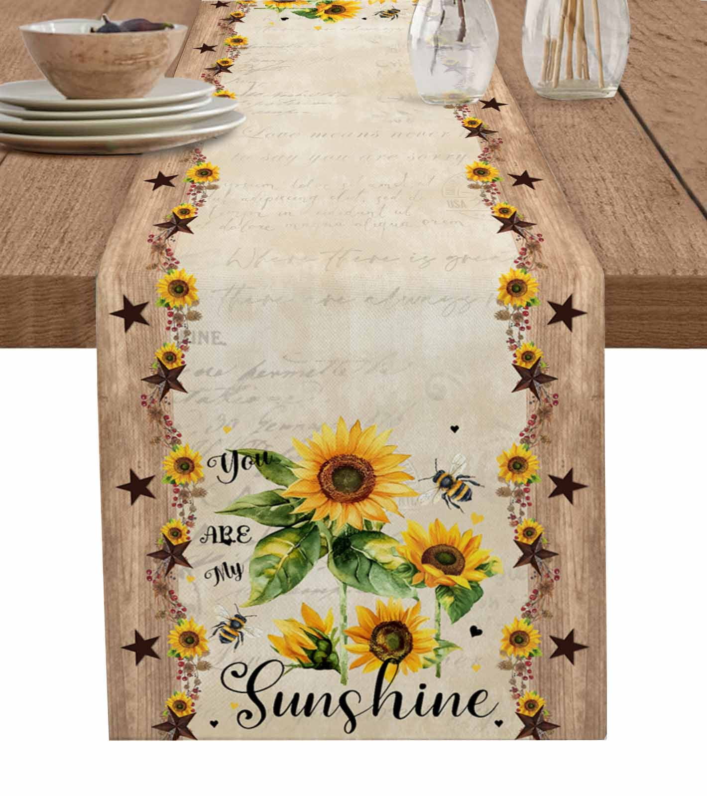 ERUNPONLY Sunflower Table Runner - 72 Inch Long Botanical Summer ...