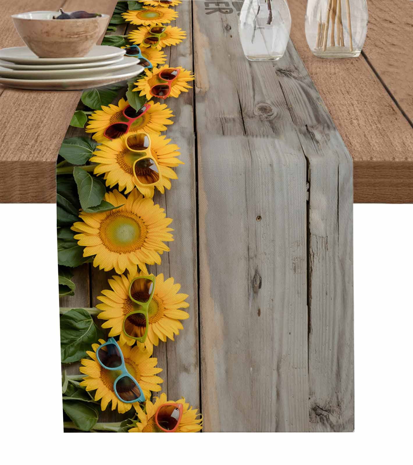 ERUNPONLY Sunflower Table Runner - 72 Inch Long Summer Sunglasses Farm ...
