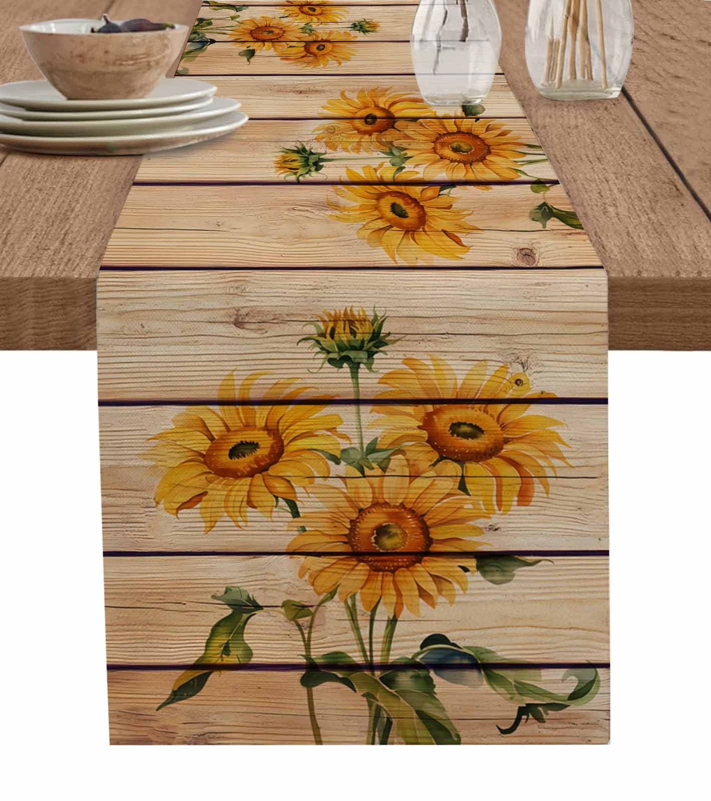 ERUNPONLY Sunflower Table Runner - 72 Inch Long Vintage Summer ...