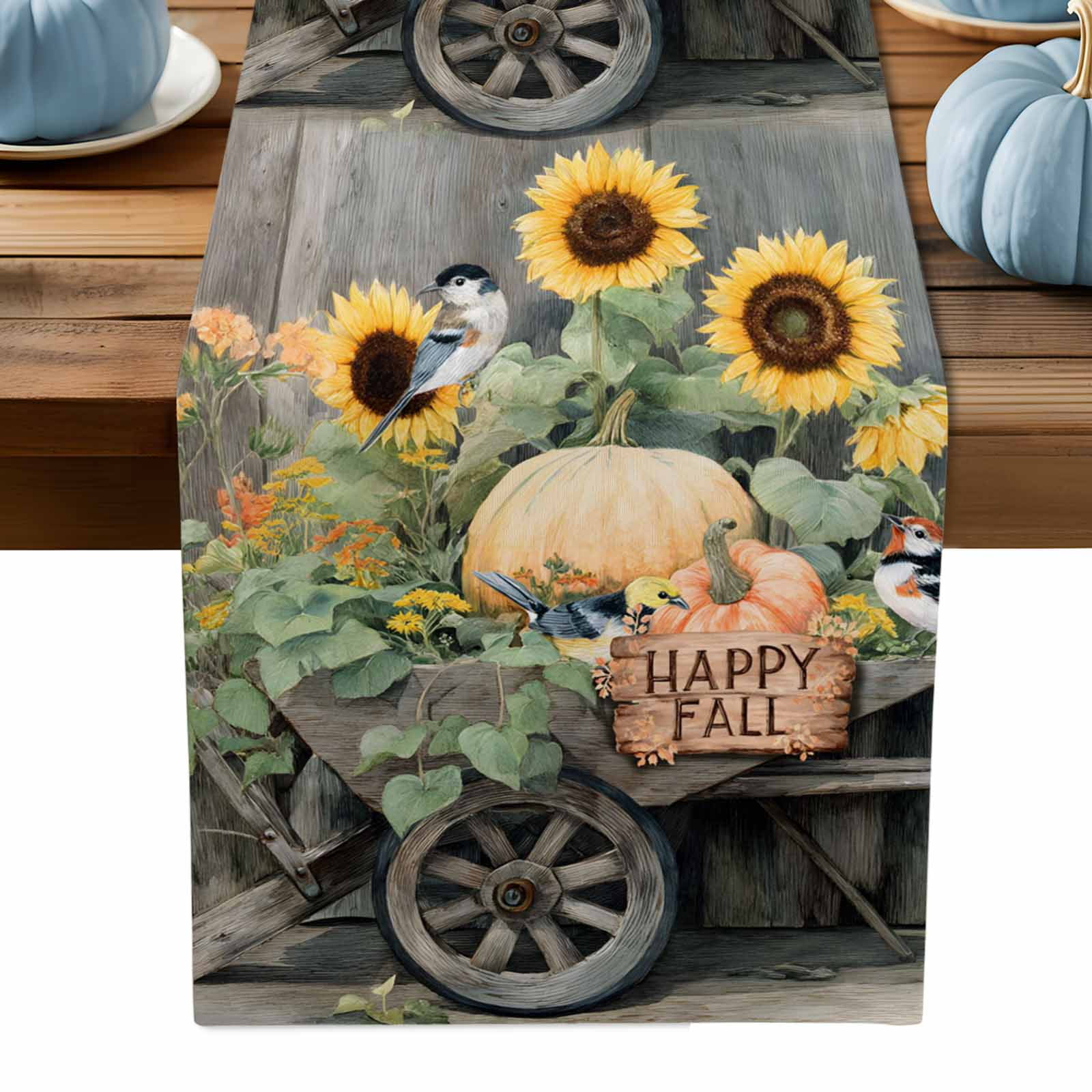 ERUNPONLY Sunflowers Fall Table Runner - 48 Inch Long Pumpkins ...
