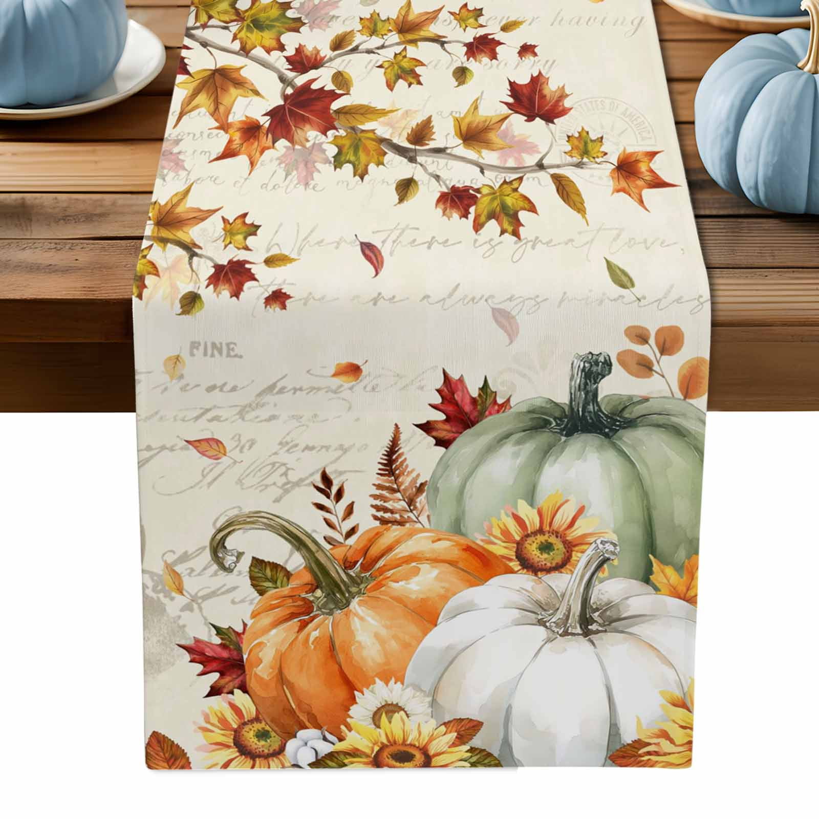 ERUNPONLY Thanksgiving Fall Table Runner - 72 Inch Long Maple Leaf ...