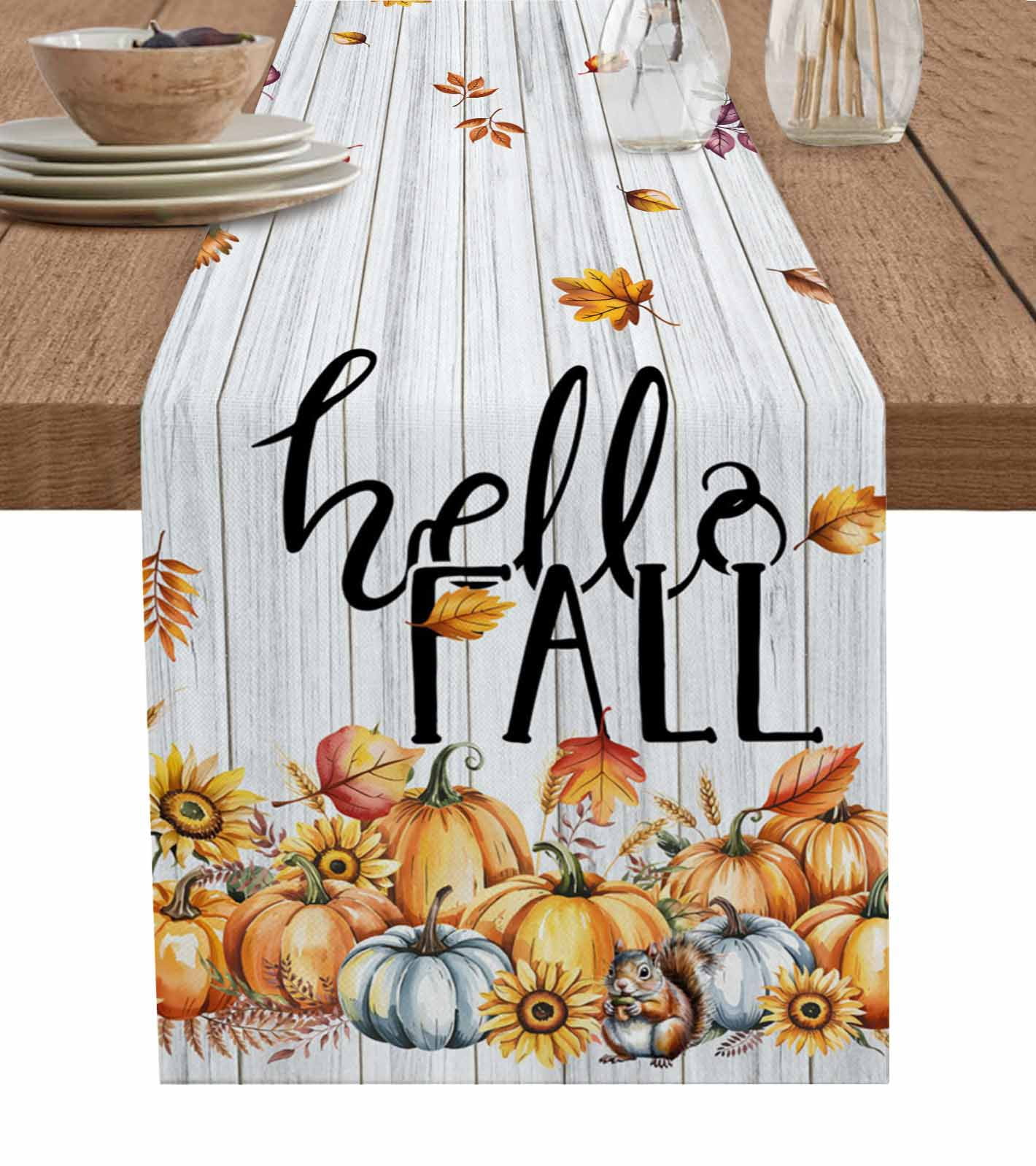 ERUNPONLY Thanksgiving Table Runner - 108 Inch Long Autumn Sunflower ...