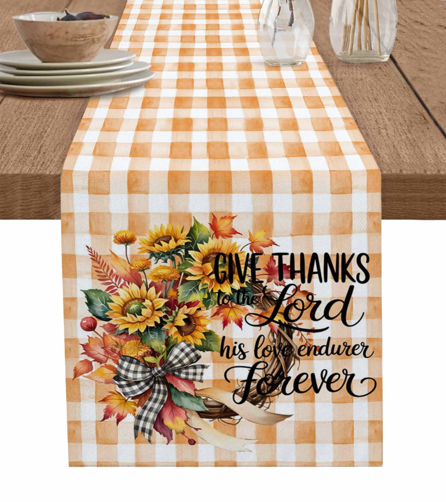 ERUNPONLY Thanksgiving Table Runner - 48 Inch Long Autumn Wreath ...