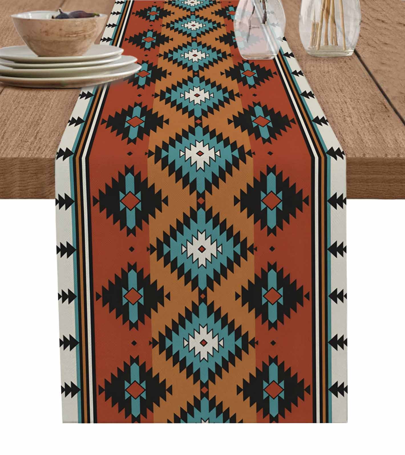 ERUNPONLY Vintage Aztec Table Runner - 48 Inch Long Southwest Tribe ...
