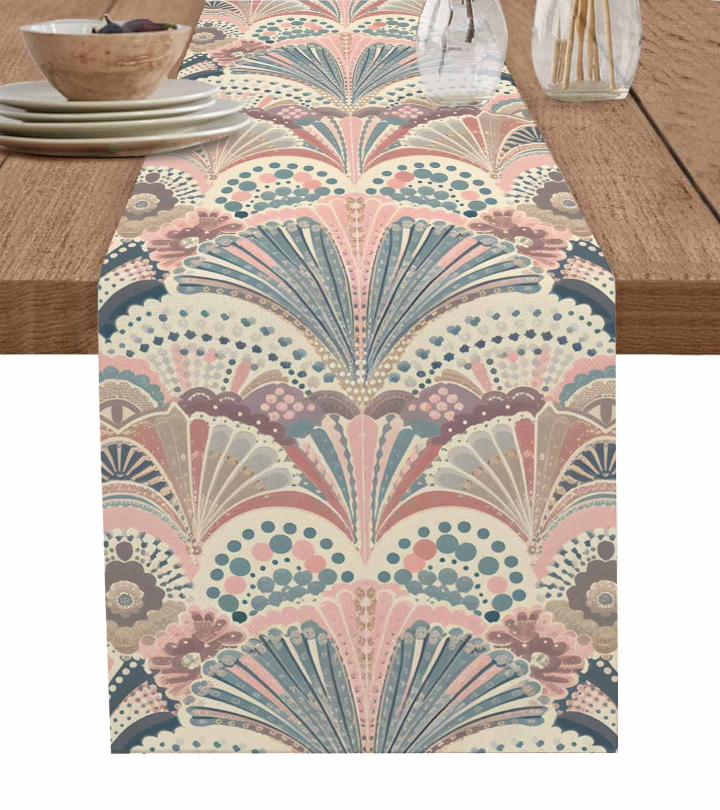 ERUNPONLY Vintage Boho Table Runner - 108 Inch Long Farmhouse Ethnic ...