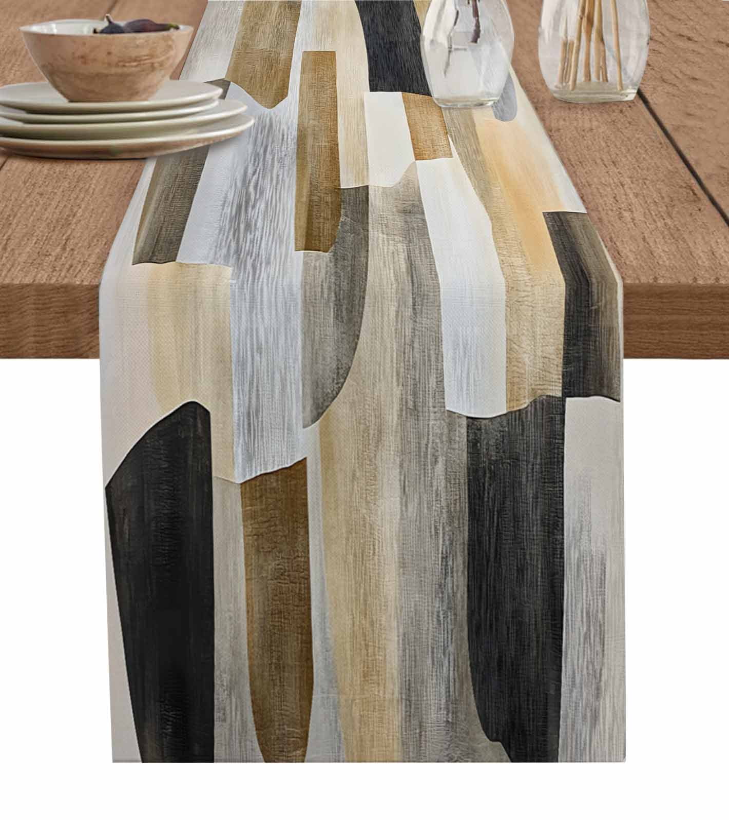 ERUNPONLY Vintage Boho Table Runner - 70 Inch Long Abstract Retro Oil ...