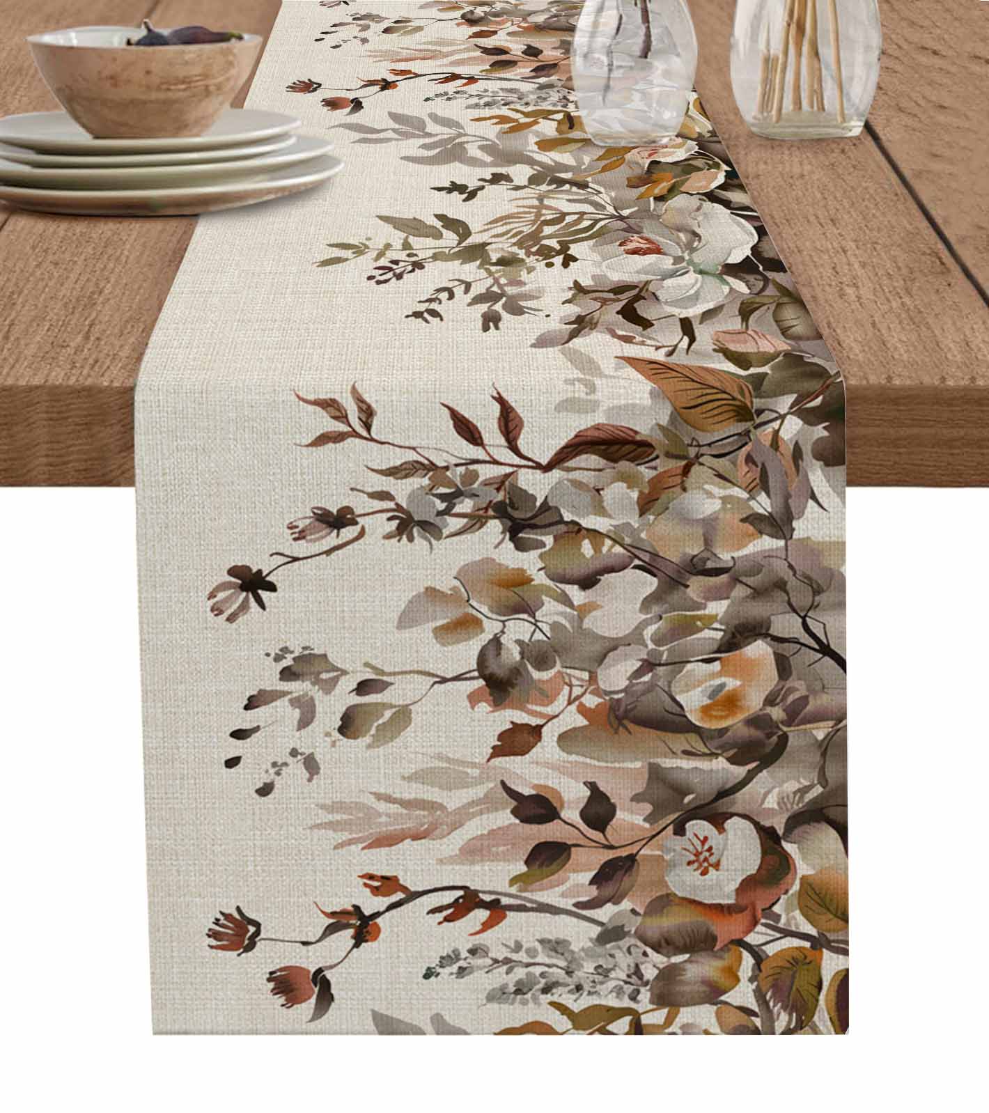 ERUNPONLY Vintage Leaves Table Runner - 72 Inch Long Farmhouse ...