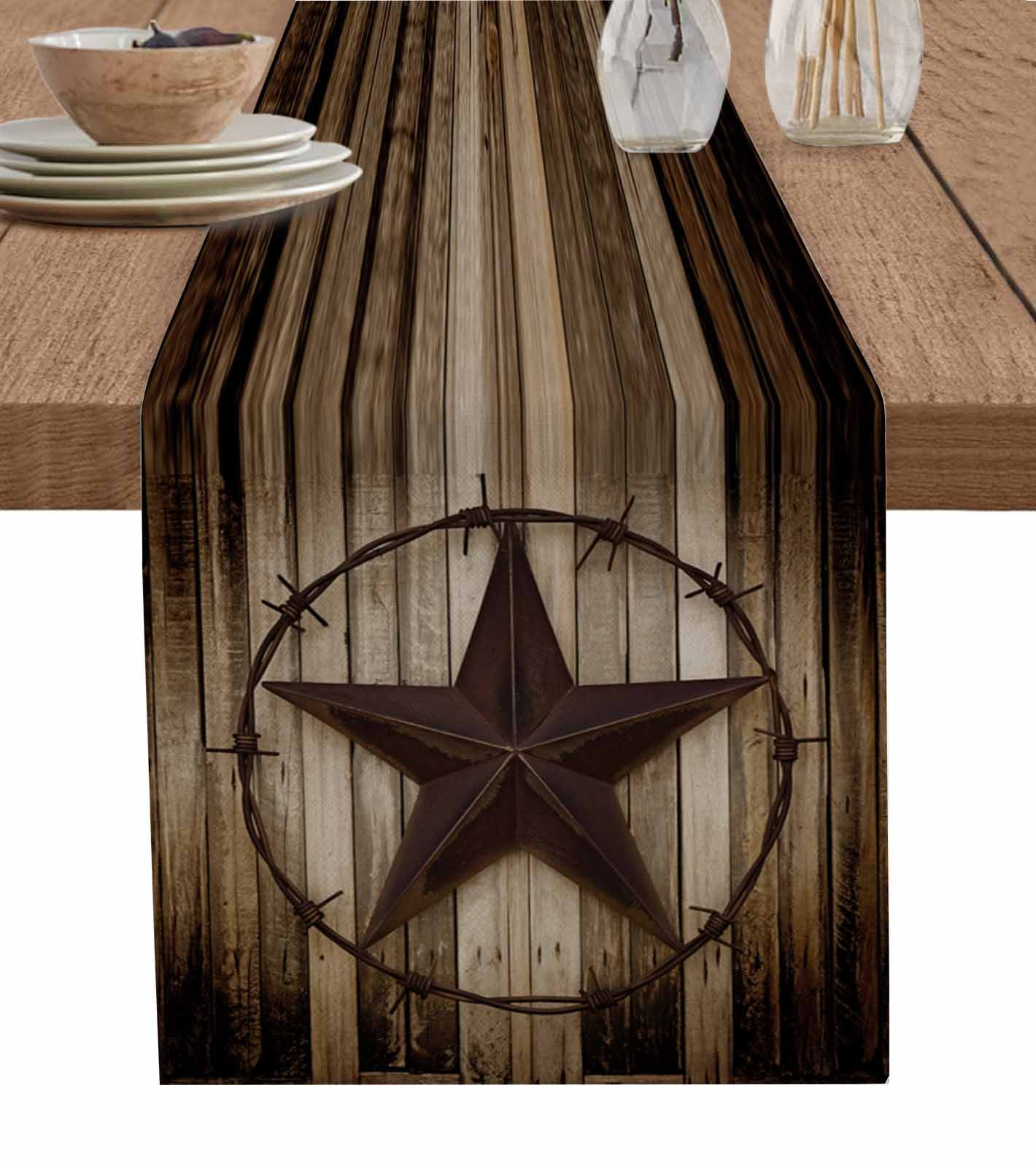 ERUNPONLY Western Star Retro Table Runner - 70 Inch Long Vintage Brown ...