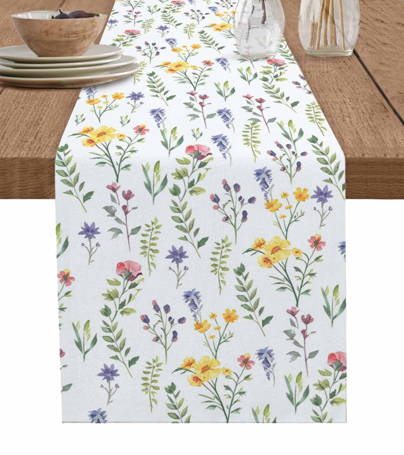 ERUNPONLY Wildflowers Blossom Table Runner - 72 Inch Long Spring ...