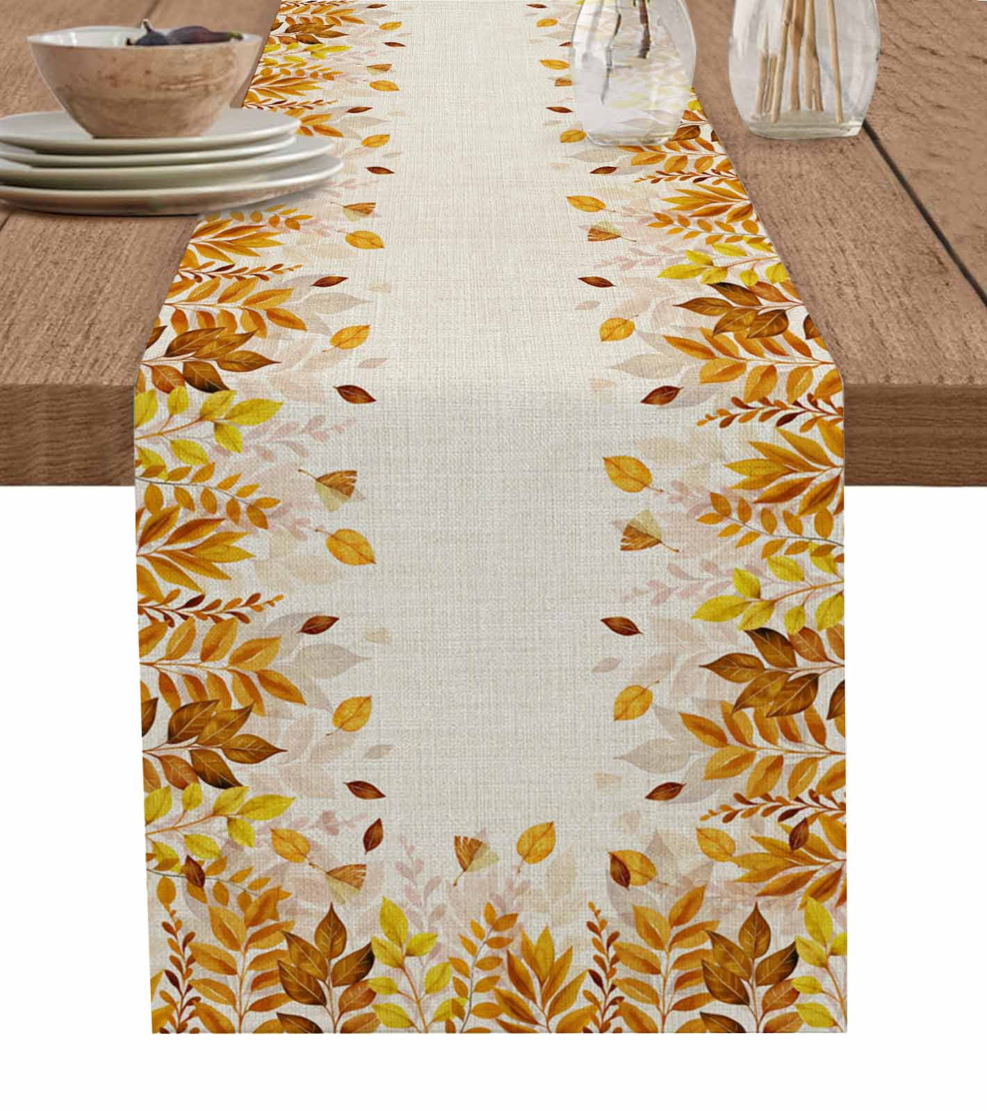 ERUNPONLY Yellow Leaf Table Runner - 72 Inch Long Fall Plant Country ...