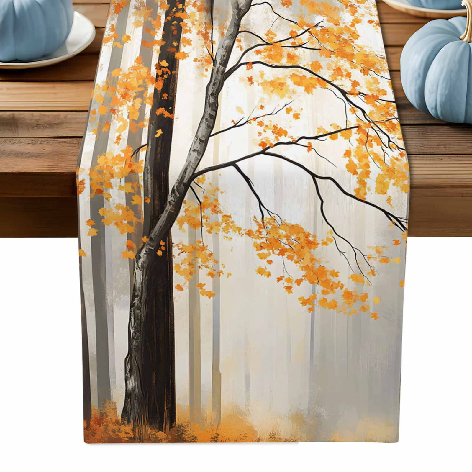 ERUNPONLY Yellow Leaves Fall Table Runner - 72 Inch Long Forest ...