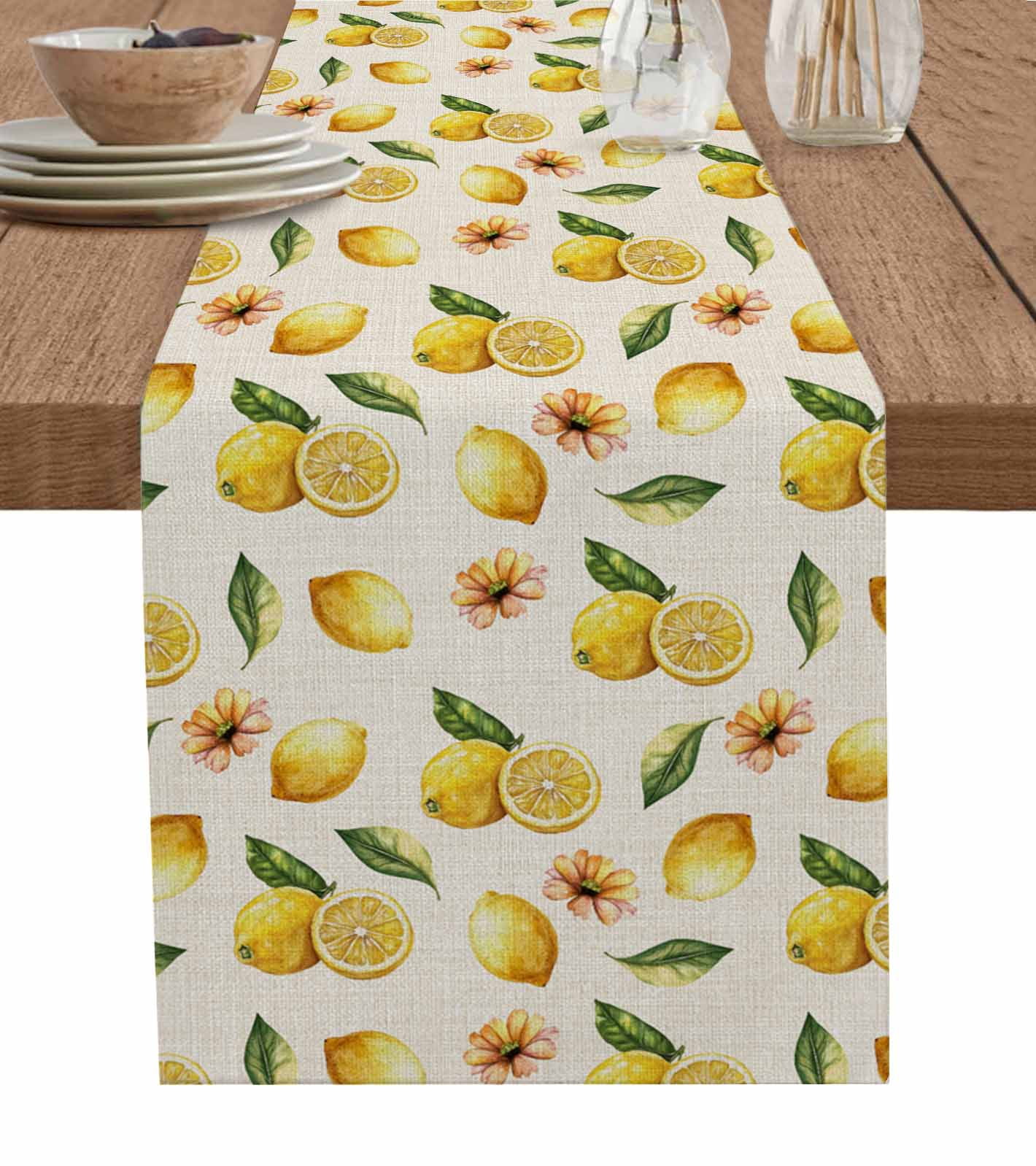 ERUNPONLY Yellow Lemon Table Runner - 72 Inch Long Summer Fruit Flower ...