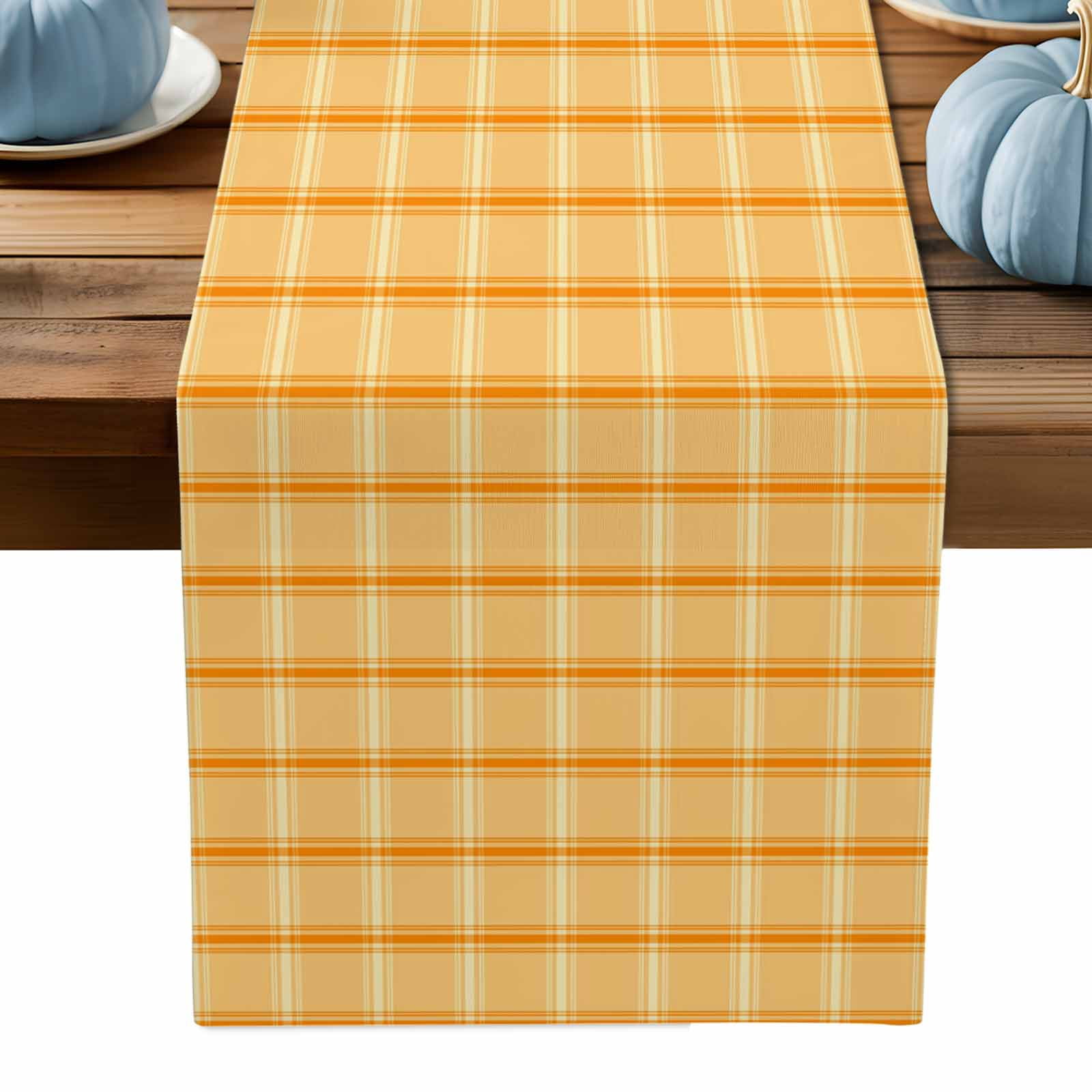 ERUNPONLY Yellow Orange Plaid Table Runner - 72 Inch Long Country ...