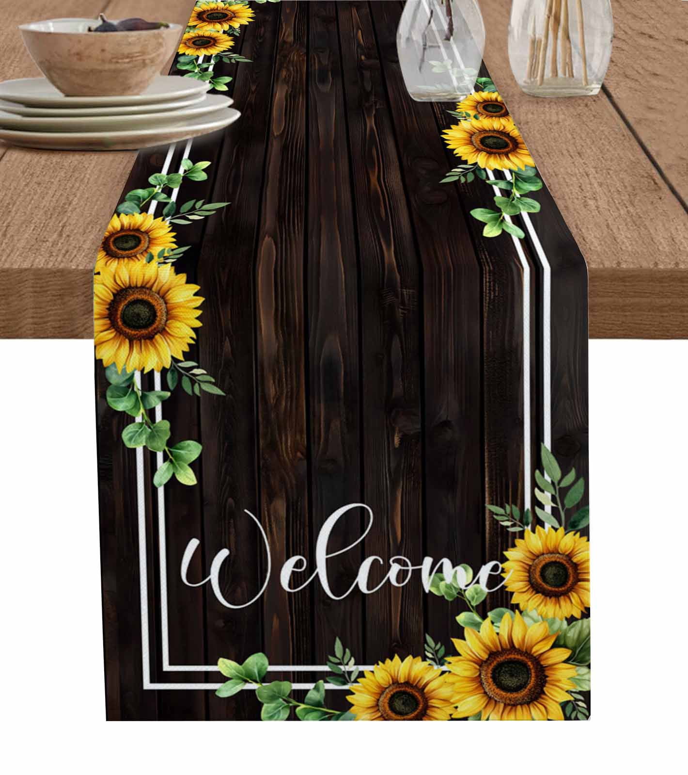 ERUNPONLY Yellow Sunflowers Table Runner - 120 Inch Long Botanical ...