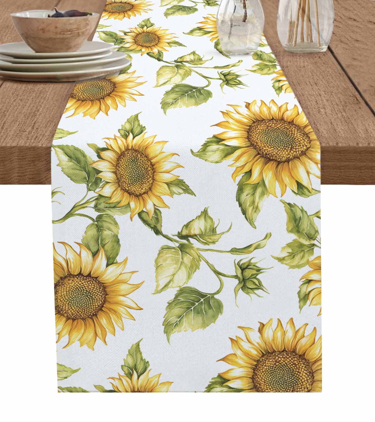 ERUNPONLY Yellow Sunflowers Table Runner - 120 Inch Long Summer ...