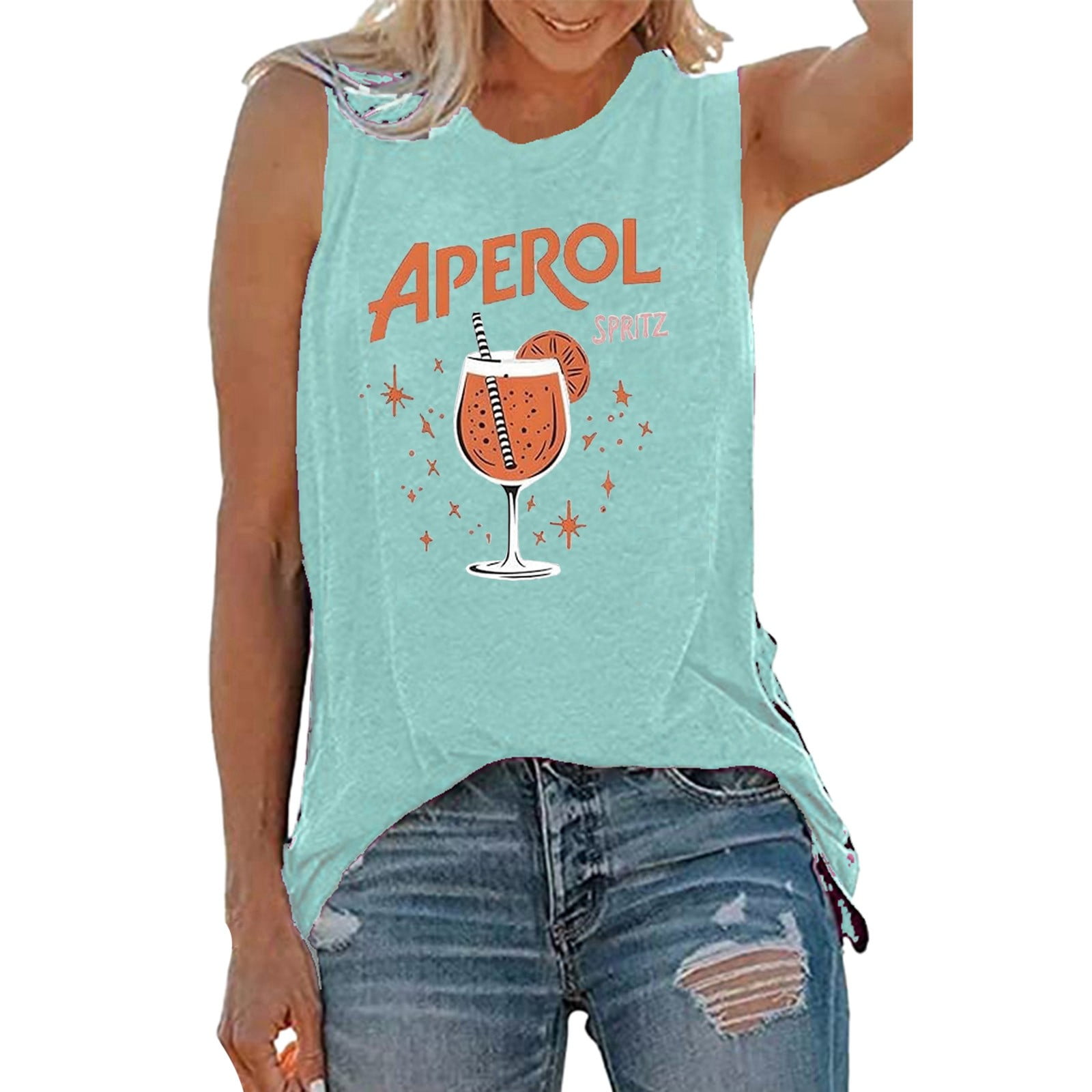 ERkkoi Graphic Tank Tops For Women Trendy Casual Spring Tops Aperol ...