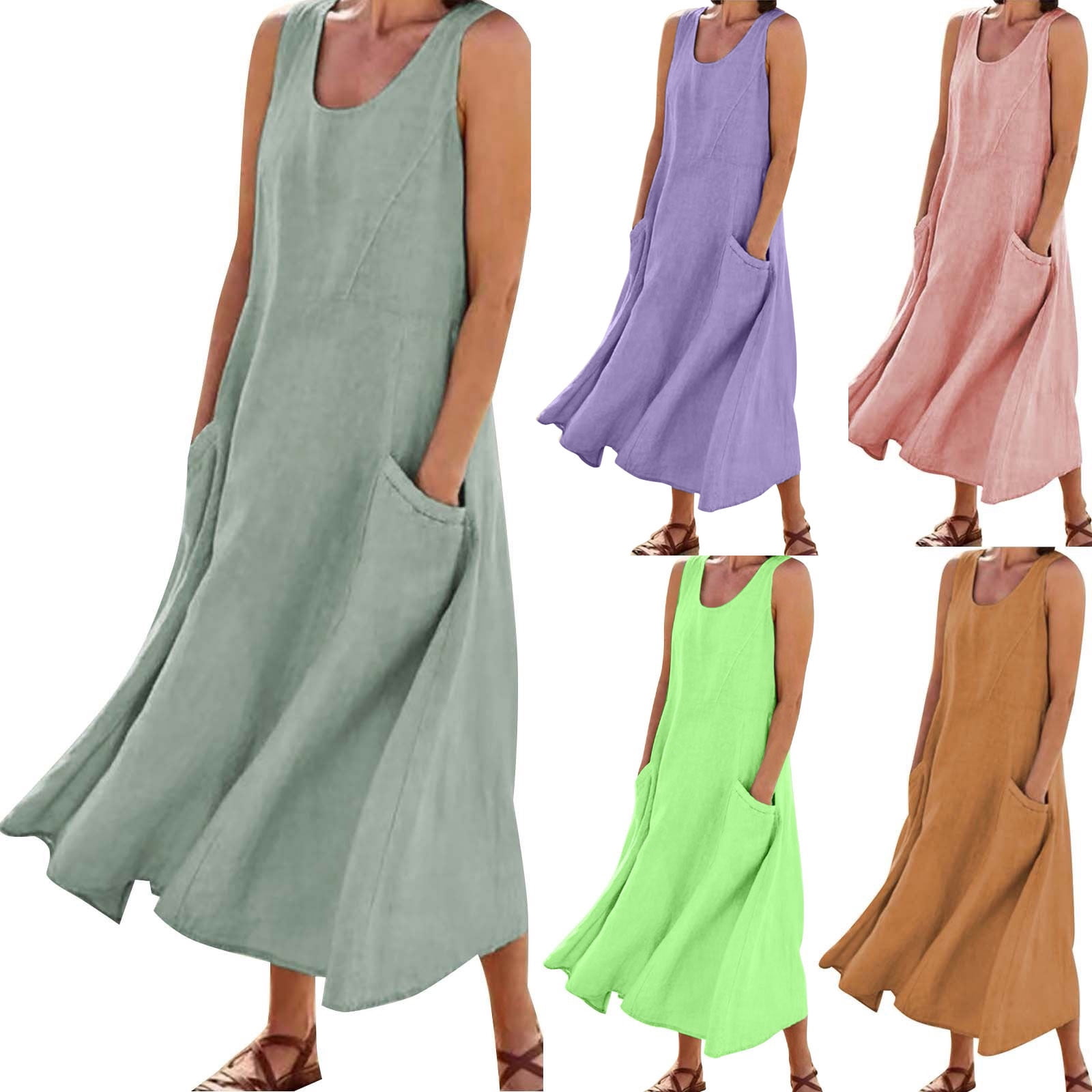 ERkkoi Summer Dresses For Women 2025 Elegant Classy Solid Loose Round ...