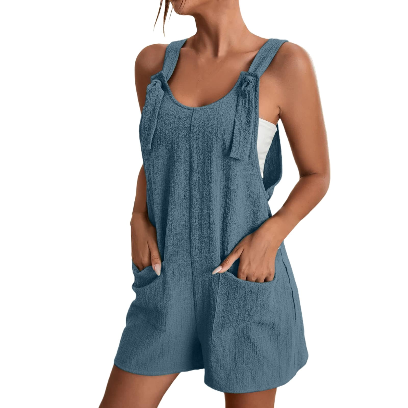 ERkkoi Summer Rompers For Women 2025 Casual Jumpsuits Baggy Adjustable ...