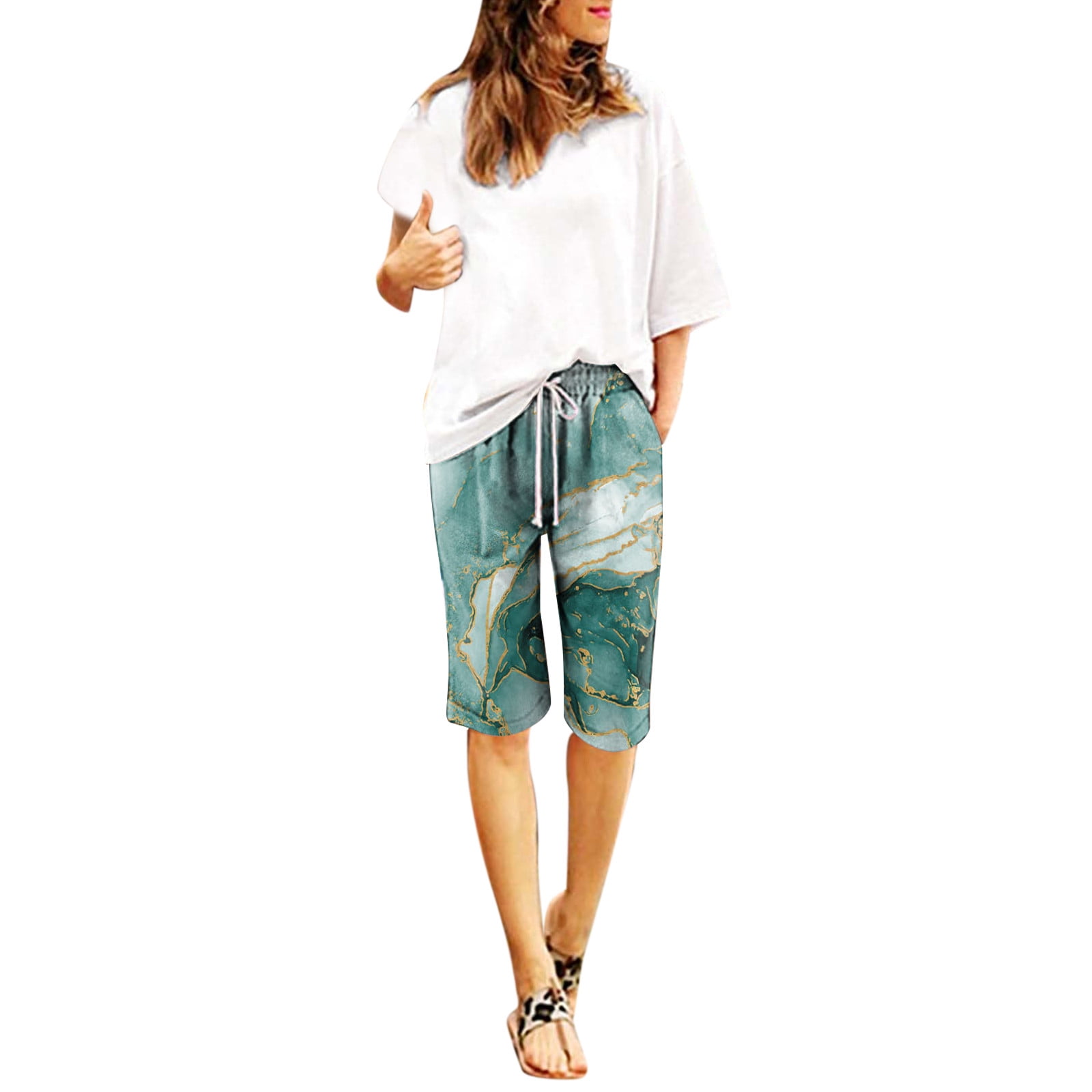 ERkkoi Womens Running Shorts Summer Shorts Texture Print High Waisted ...