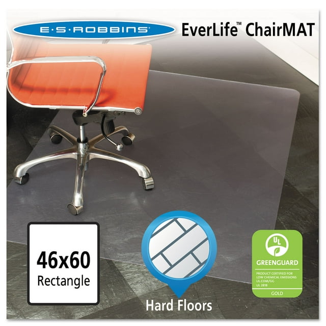 ES Robbins EverLife Heavy Duty Office Chair Mat, 46 x 60, for Hard Wood ...