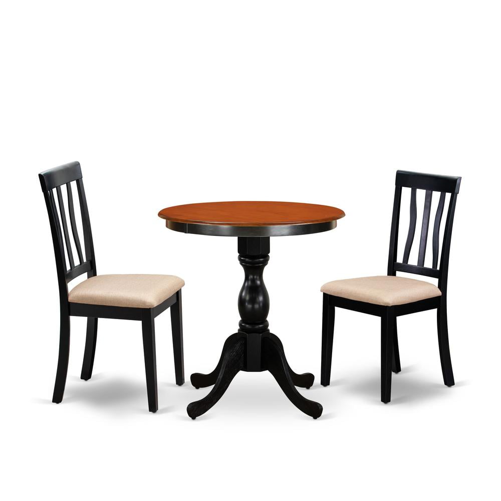 ESAN3-BCH-C - Kitchen Table and 2 Slatted Back Dining Chairs - Black Finish - Walmart.com