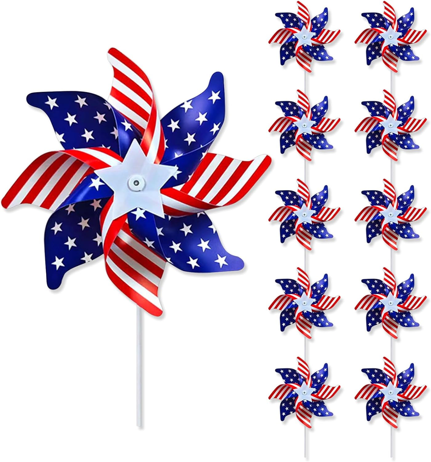ESASSALY 10 Pcs Patriotic Pinwheels Wind Spinner 4th of July ...