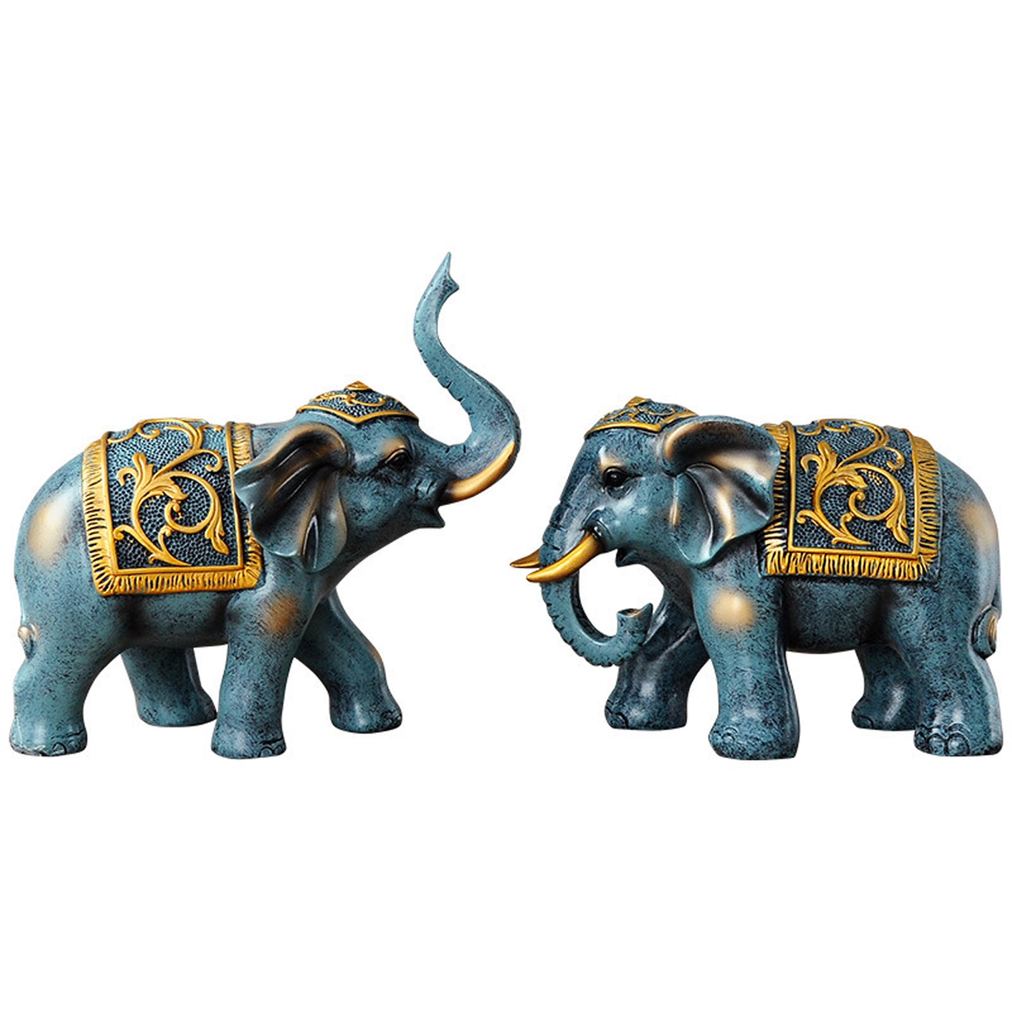 ESASSALY 2 Pcs Elephant Statue Chic Animal Guarding Wealth Lucky ...