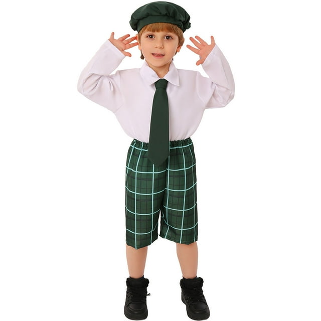 ESASSALY Boy Irish Festival Costume Set Plaid Short Pants with Hat and ...