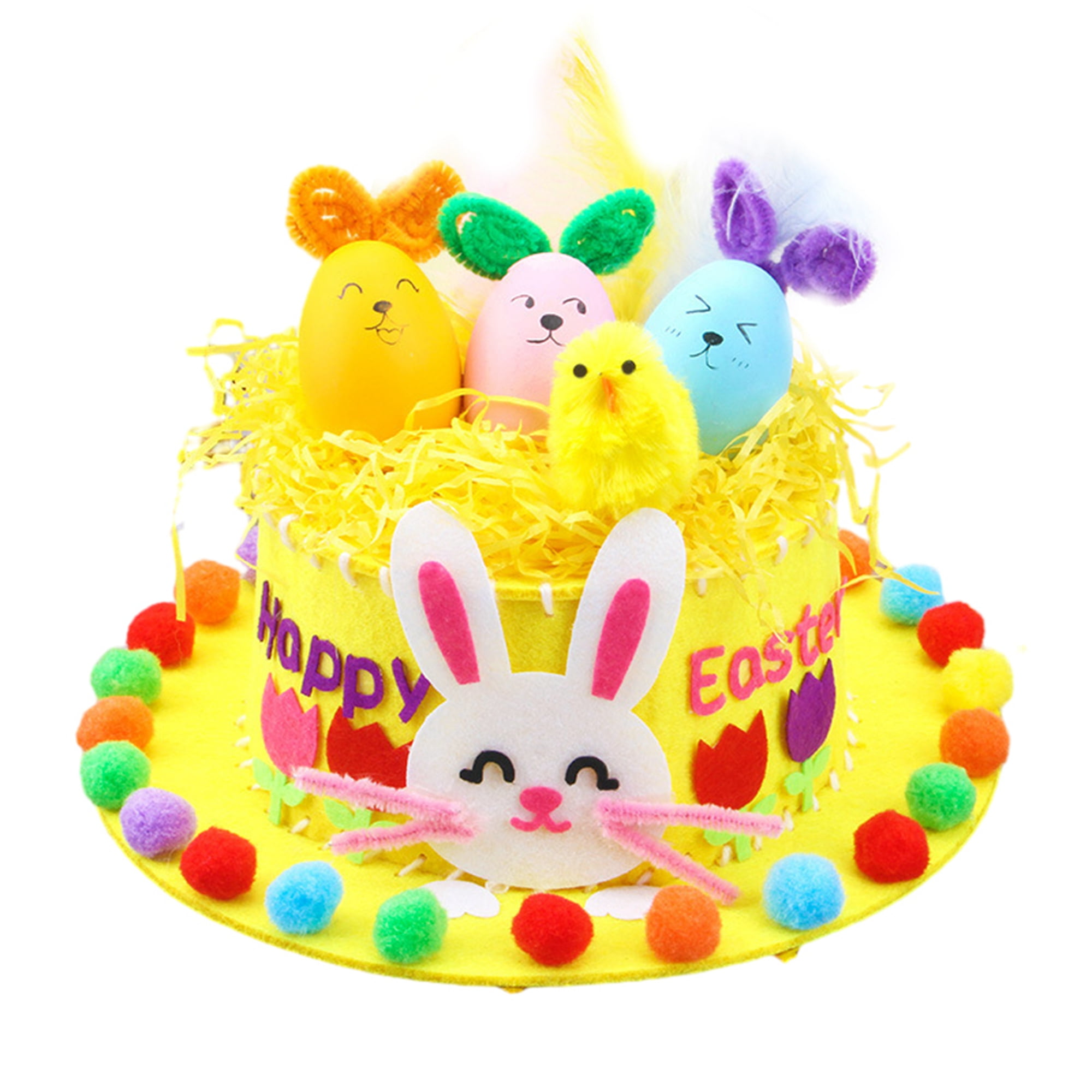 ESASSALY Children DIY Easter Hat Kit Chick Bunny Egg Bonnet Crafts Kits ...