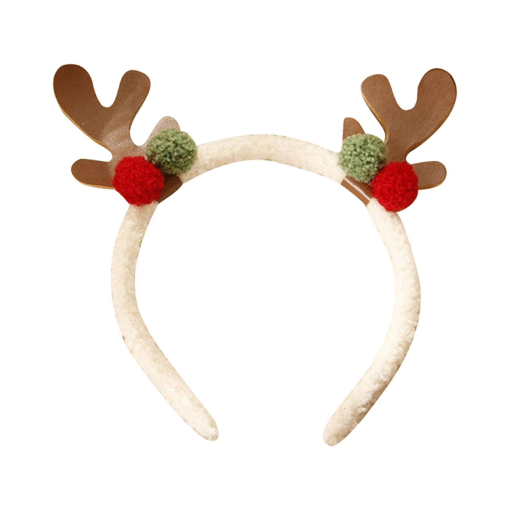 ESASSALY Christmas Hair Hoop, Exquisite Antler Pom Poms Party Hairband ...
