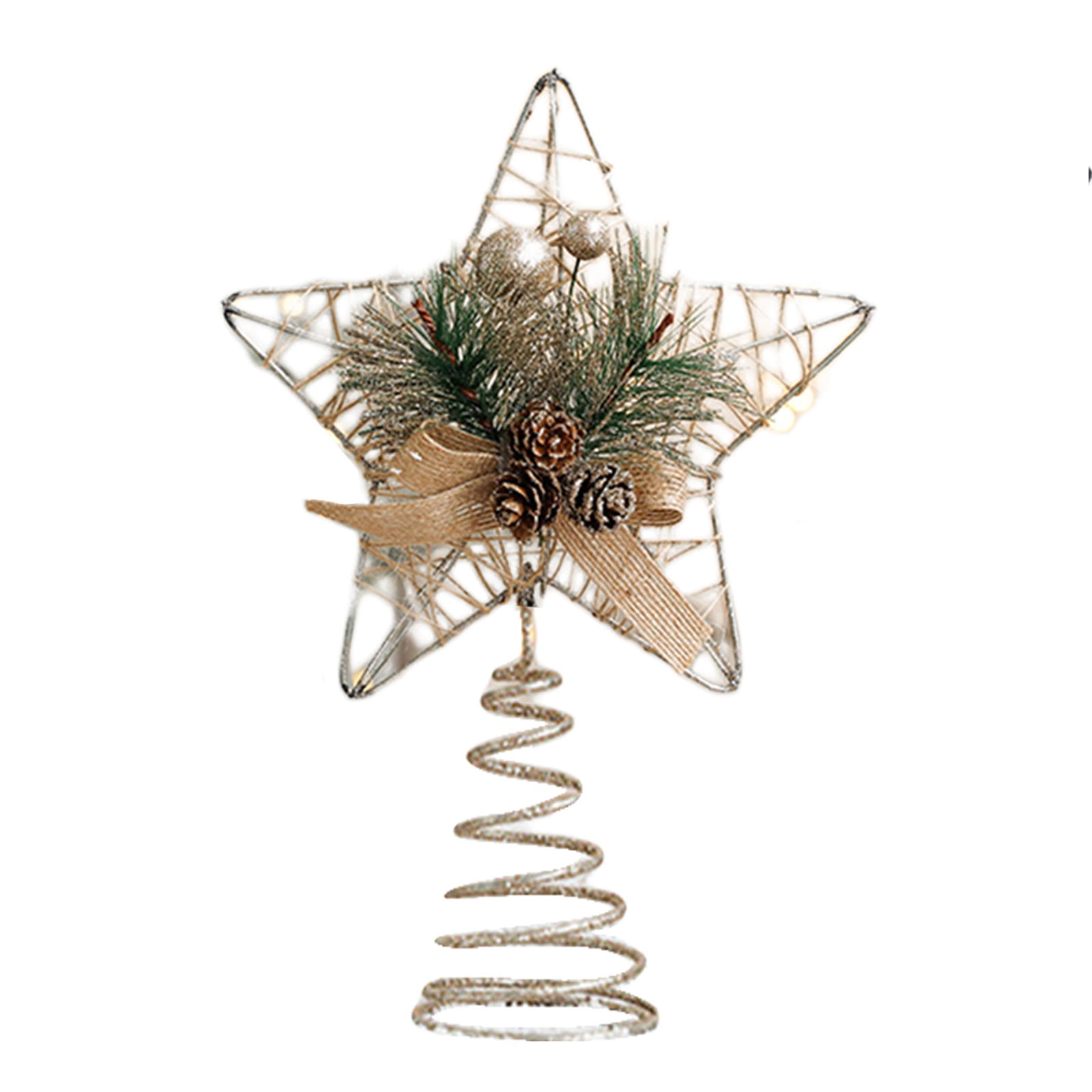 ESASSALY Christmas Star Tree Topper, Rustic Treetop Decoration with ...
