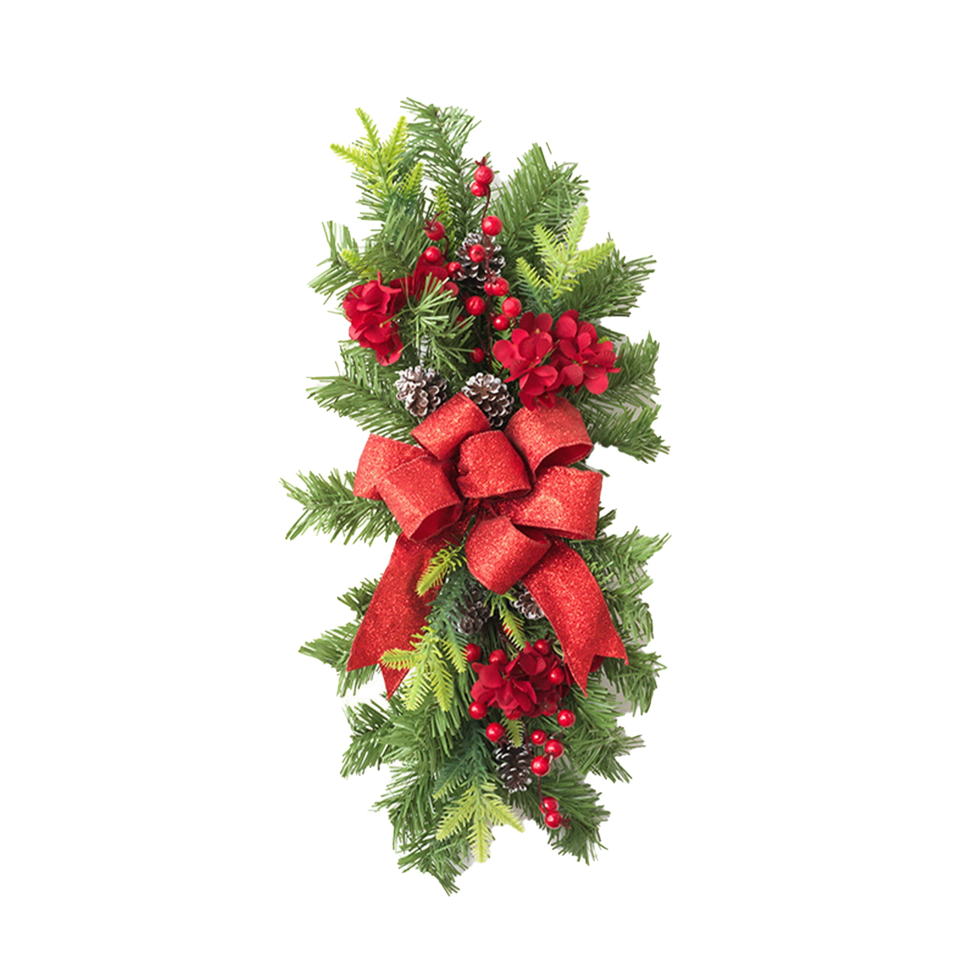 ESASSALY Christmas Swags Bow Snow Flocking Artificial Staircase ...