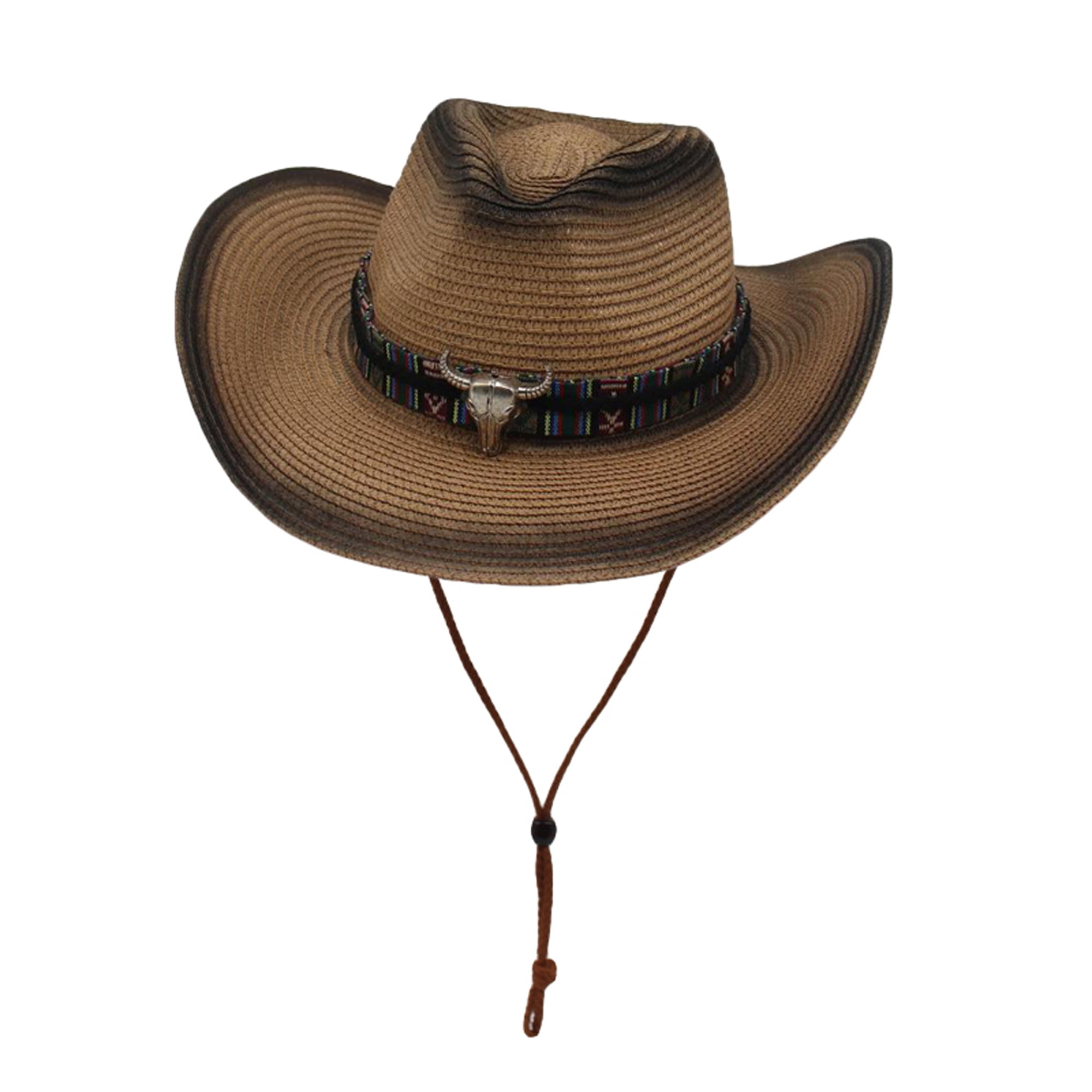 ESASSALY Cowboy Hat with Cow Head Embellishment for Women and Men ...