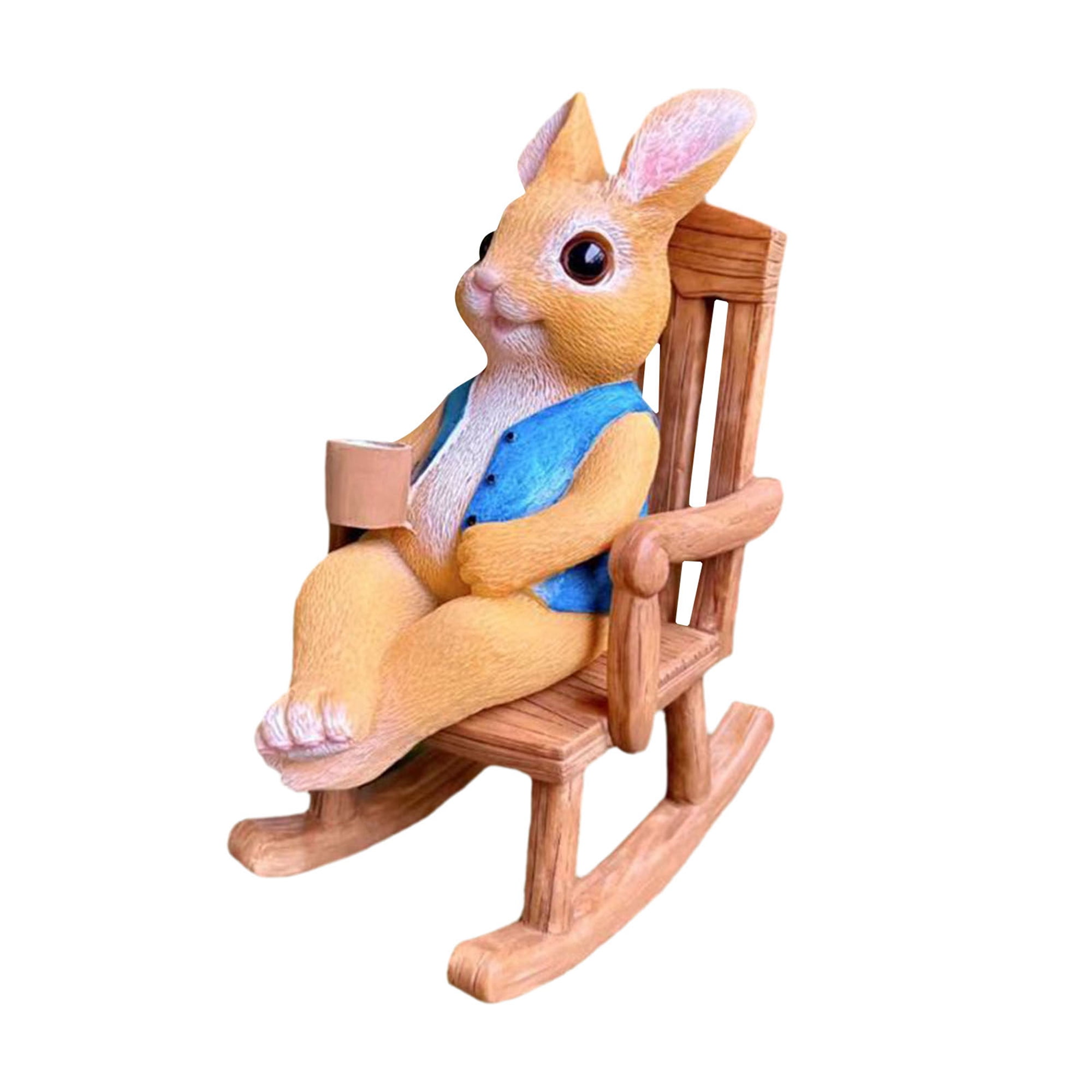 ESASSALY Easter Bunny Ornament, Funny Rocking Chair Resin Garden Statue ...