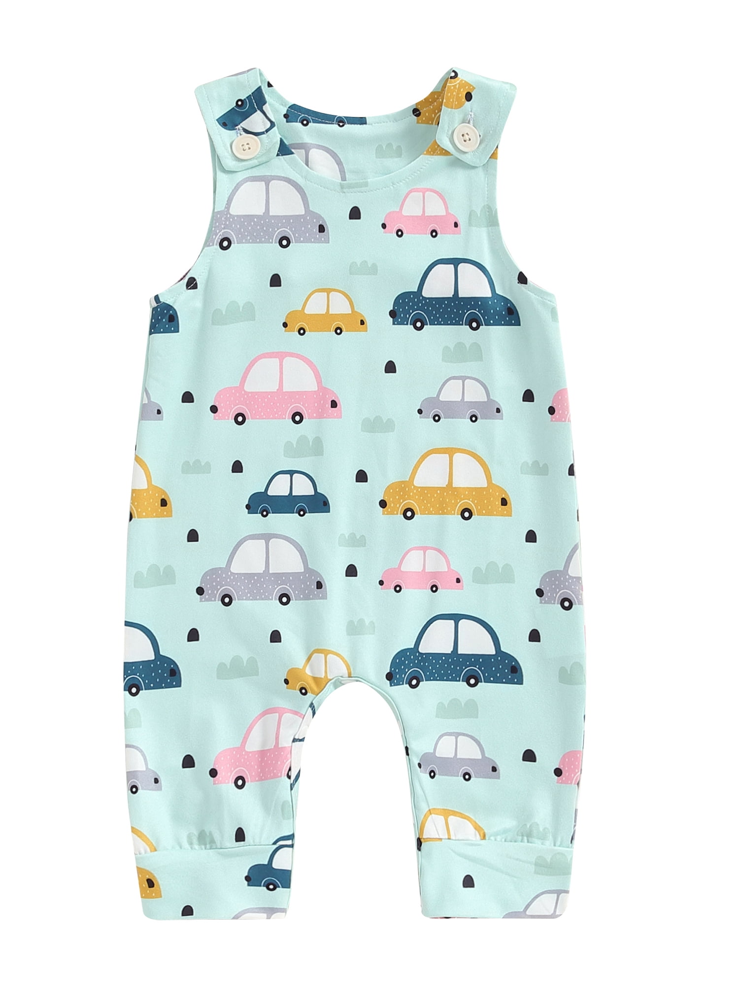 ESASSALY Infant Boy Summer Tank Romper Cartoon Car Print Sleeveless ...