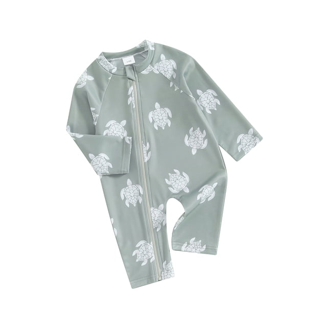 ESASSALY Kids Boys Summer Swimwear Turtle Print Zipper Monokini ...