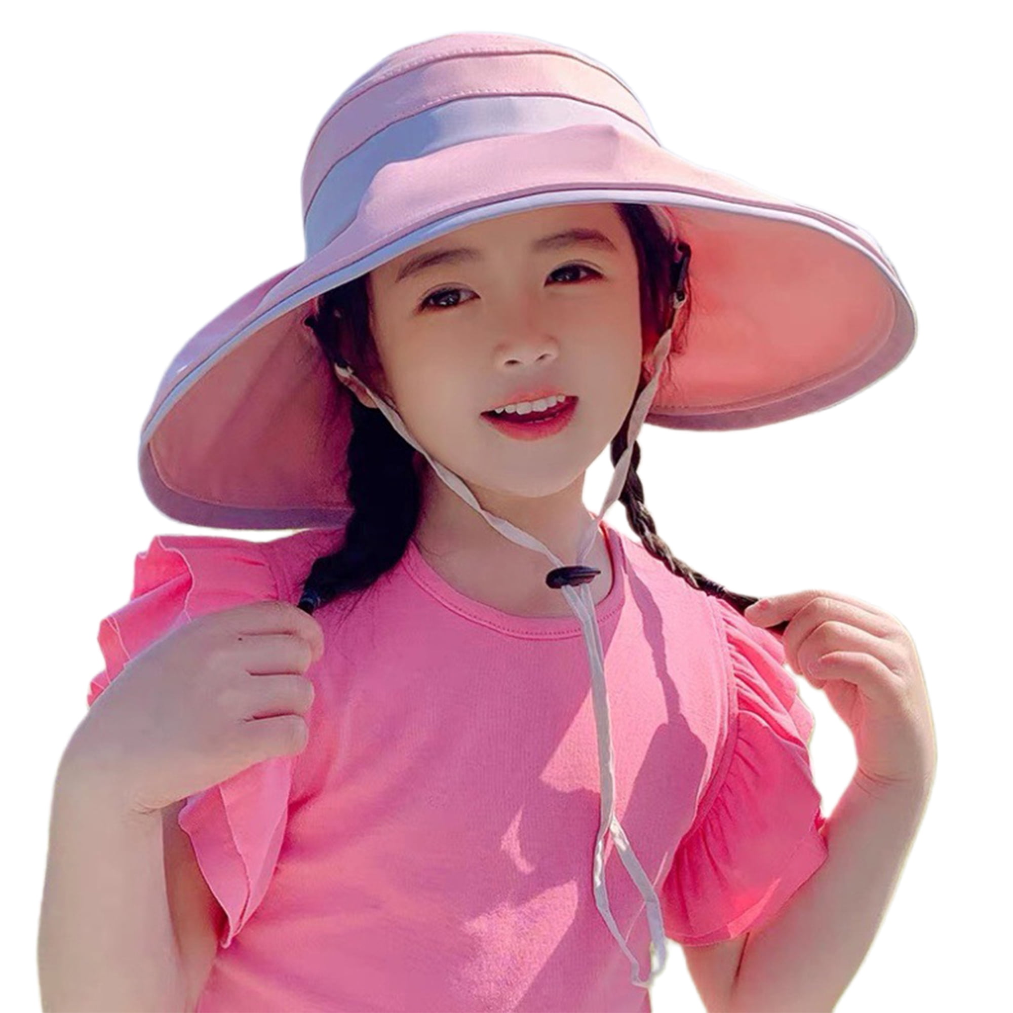 ESASSALY Little Girls Fisherman Hat UPF Protection Caps Wide Brim Neck ...