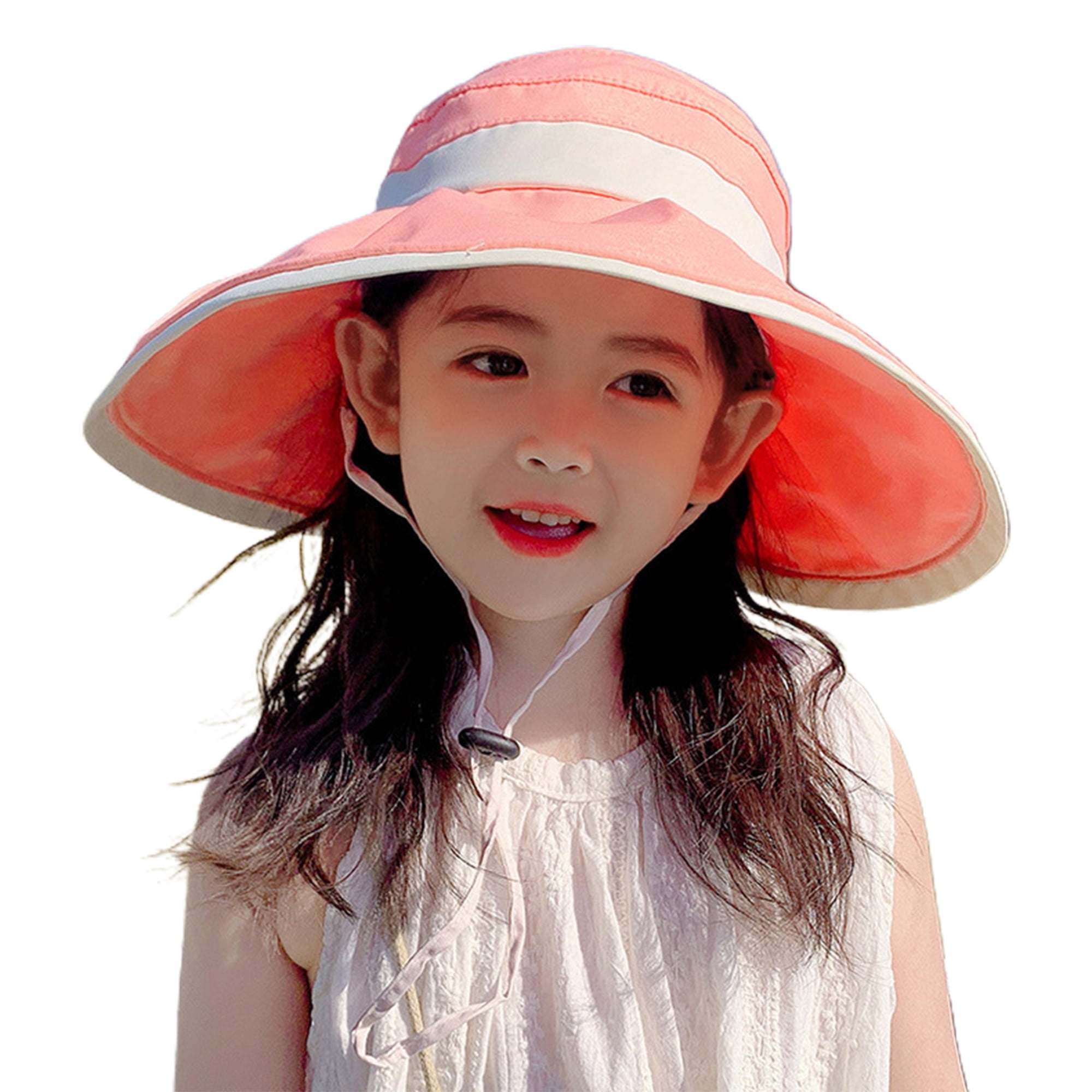 ESASSALY Little Girls Fisherman Hat UPF Protection Caps Wide Brim Neck ...